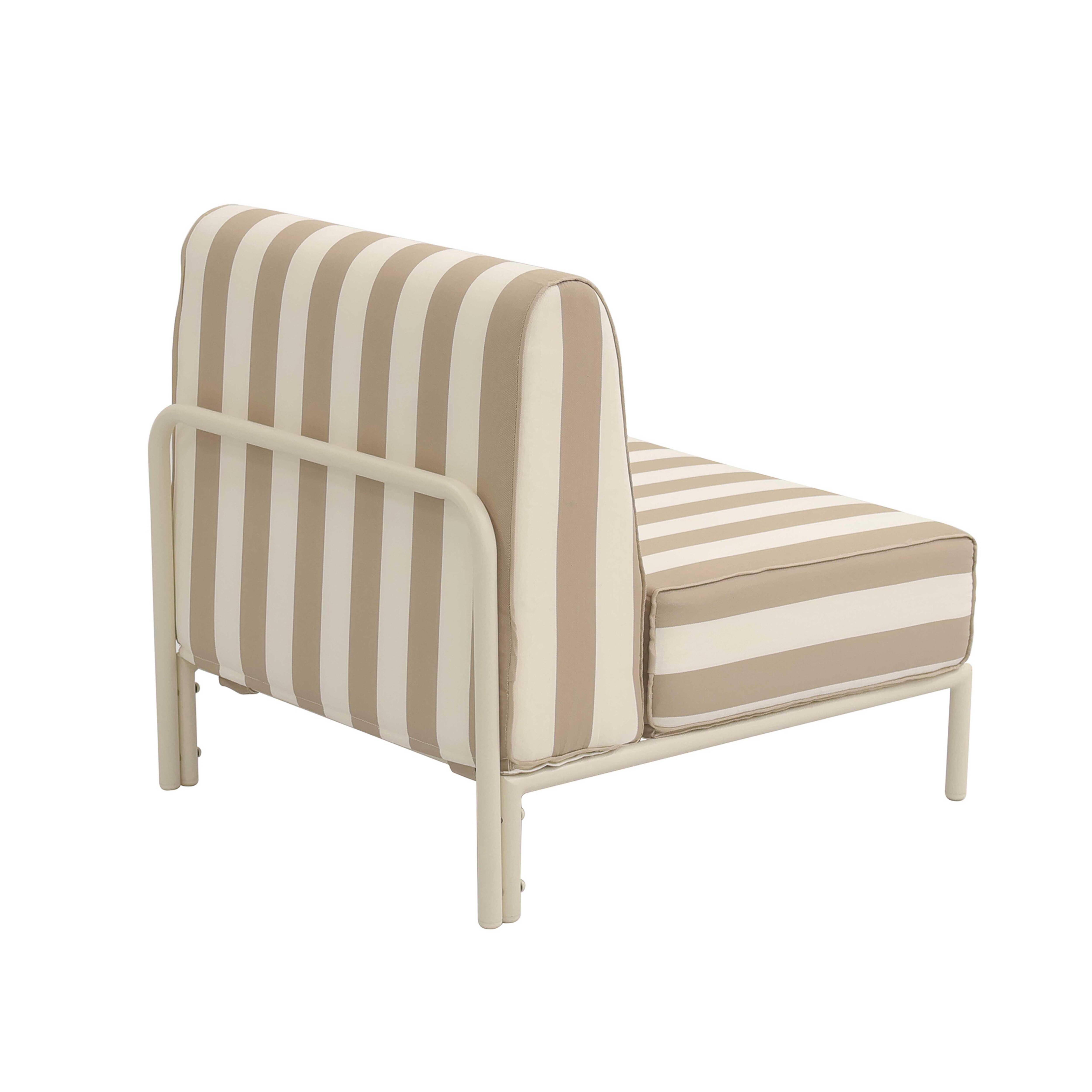 Chauffeuse rayé pour salon de jardin modulable en tissu beige Patio ...