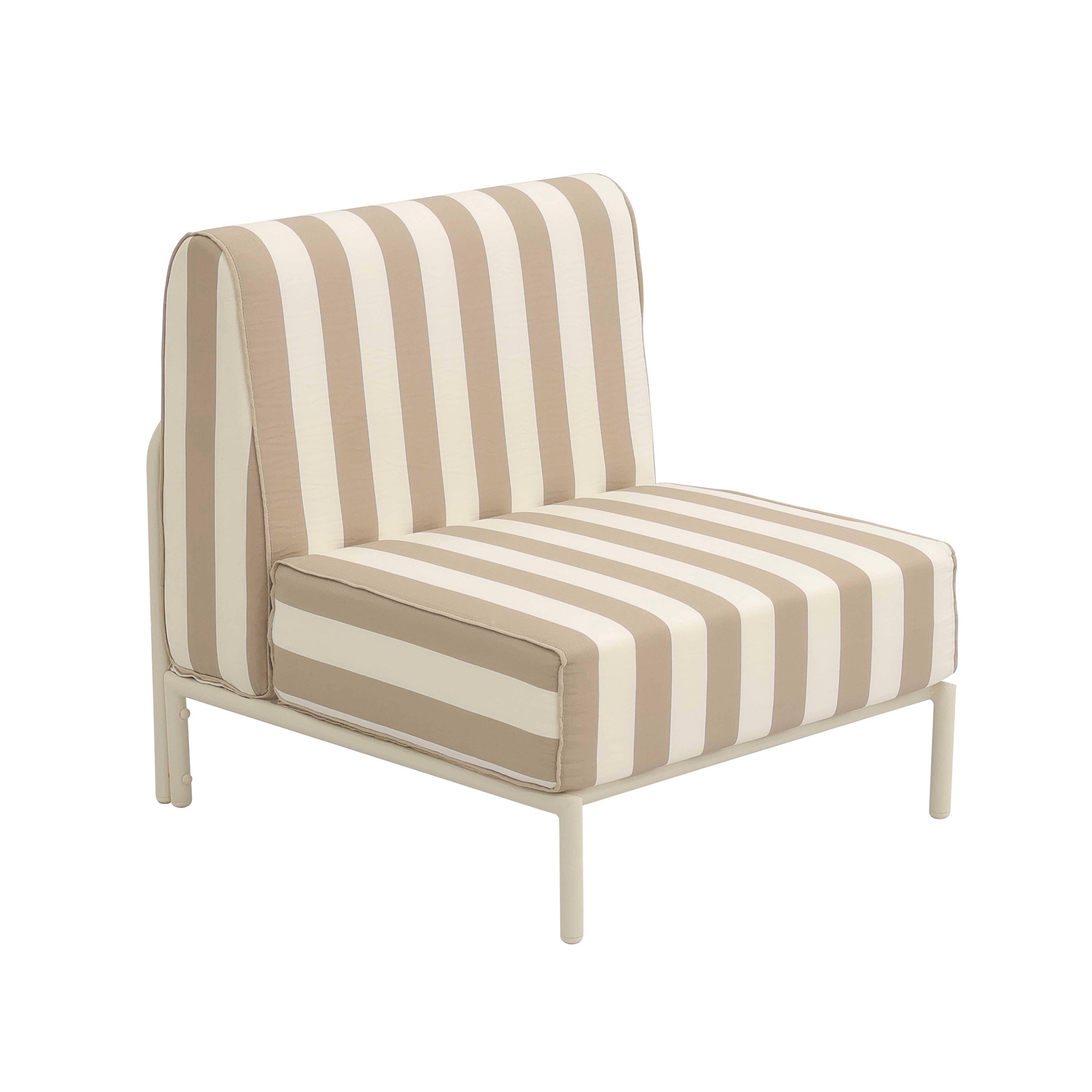 Chauffeuse rayé pour salon de jardin modulable en tissu beige Patio ...
