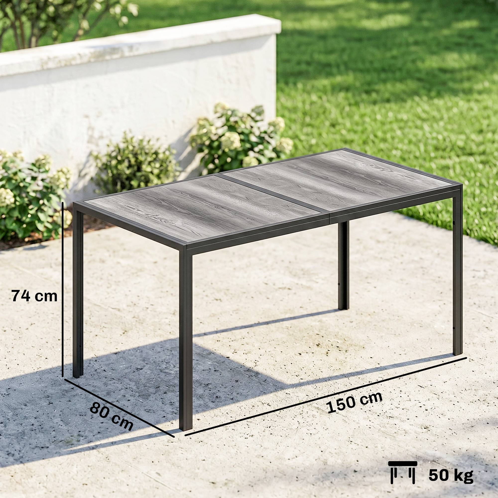 Table de jardin pour 4 à 6 personnes, table à manger extérieure avec ...