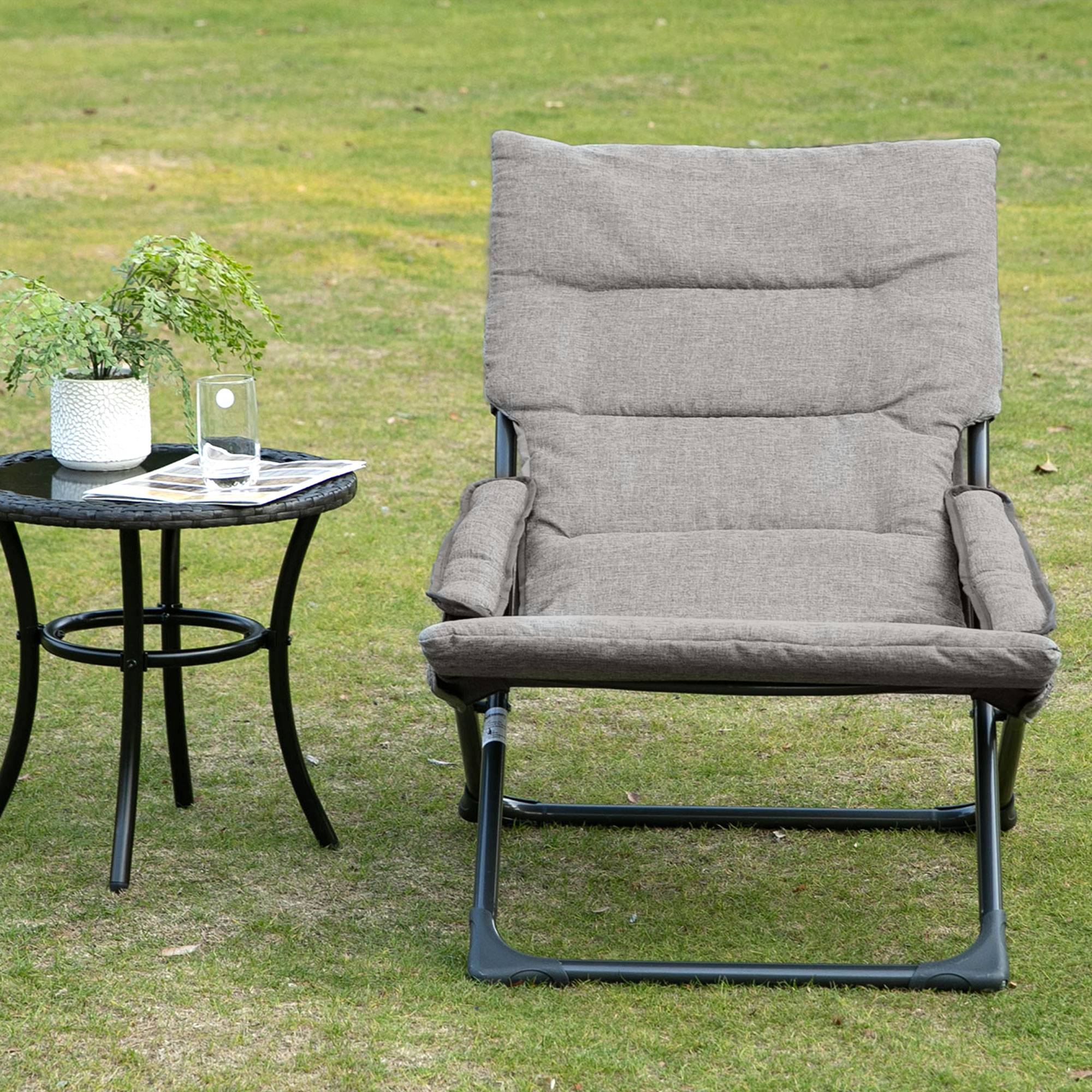 Fauteuil Relax Pliant Acier Textylène Jardin Camping avec Coussin ...