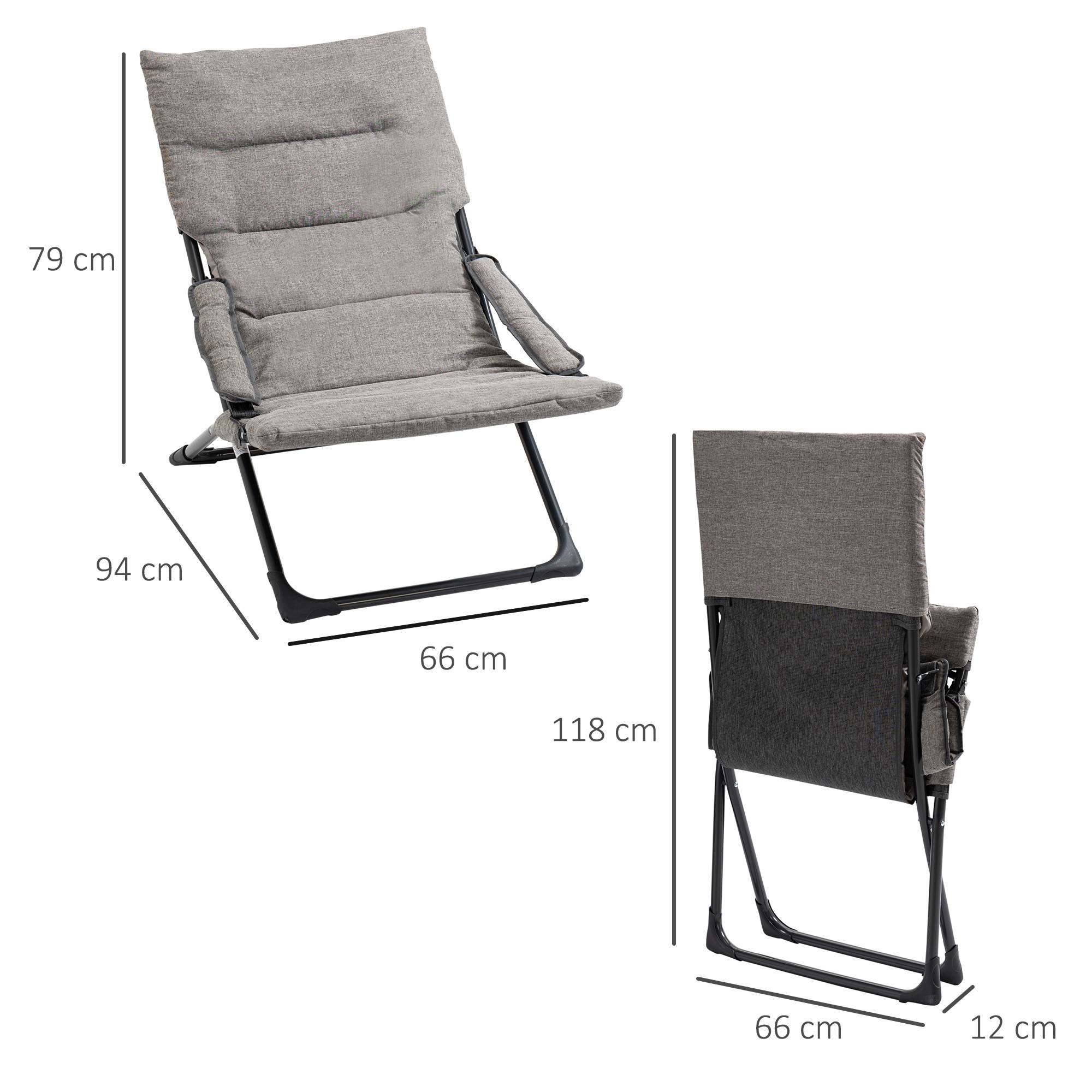Fauteuil Relax Pliant Acier Textylène Jardin Camping avec Coussin ...