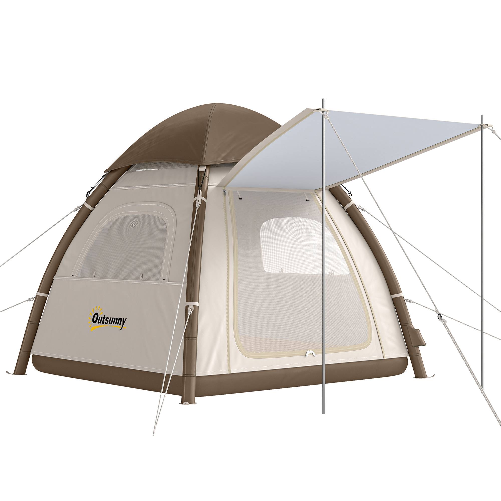 Tente de camping gonflable polyester gris 220 x 220 x 200 cm - PANGIVO ...