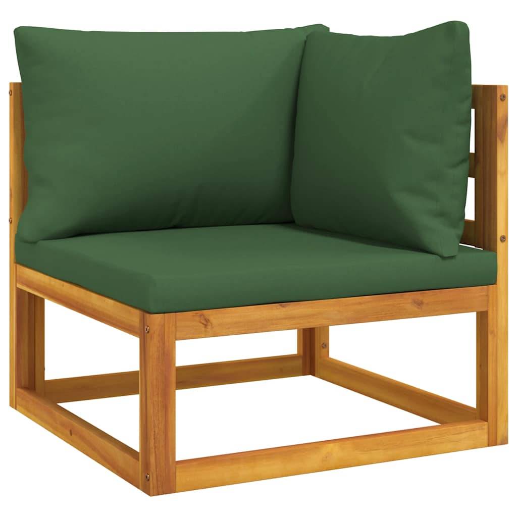 Canapé d'angle sectionnel et coussins verts bois massif acacia vidaXL ...