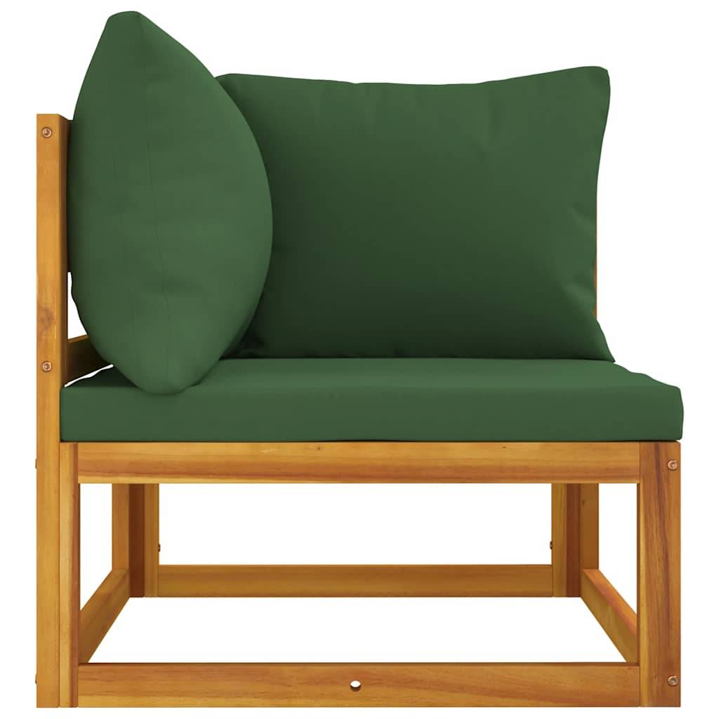 Canapé d'angle sectionnel et coussins verts bois massif acacia vidaXL ...