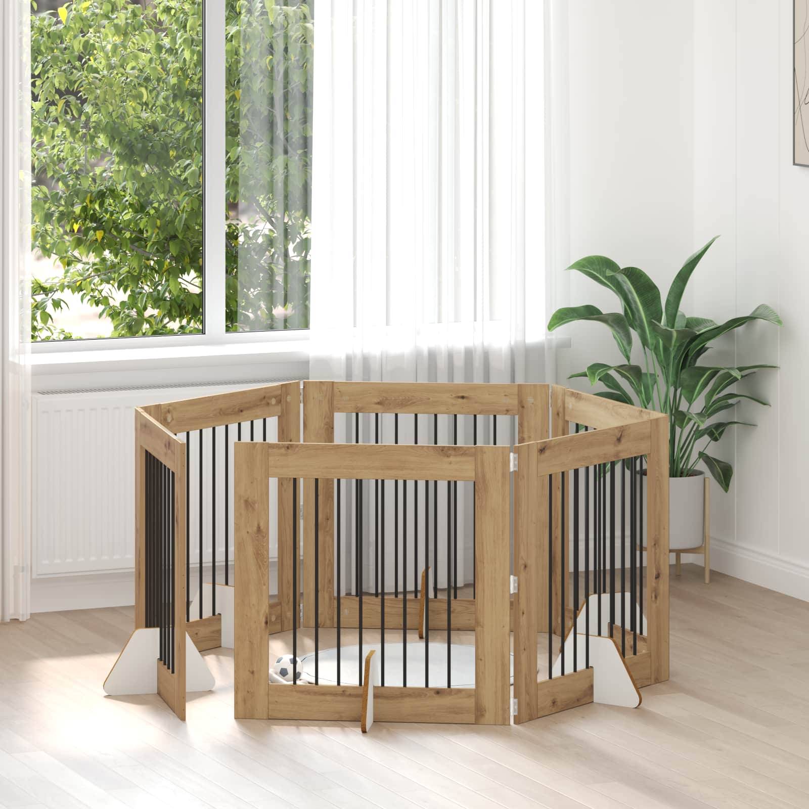 Barrière pour chien bois chêne artisanal 482 x 34 x 80 cm - PANGIVO ...
