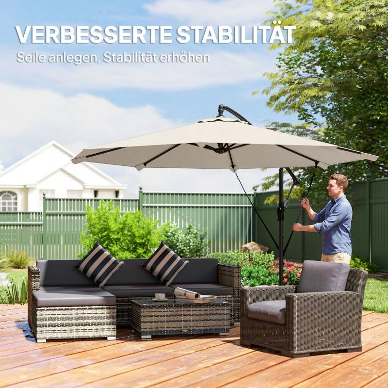 Parasol déporté métal jardin terrasse inclinable avec manivelle Ø295cm ...