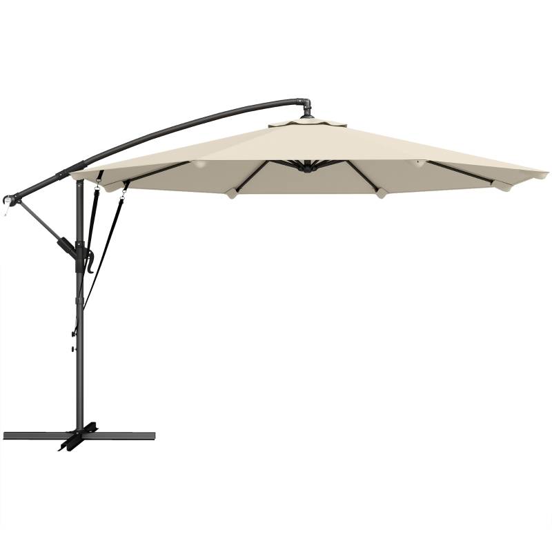 Parasol déporté métal jardin terrasse inclinable avec manivelle Ø295cm ...