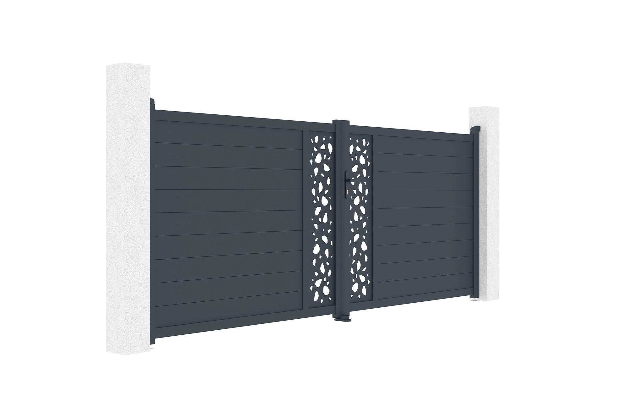Portail battant ajustable en largeur 4 m SUNNY H.160 cm alu gris ...