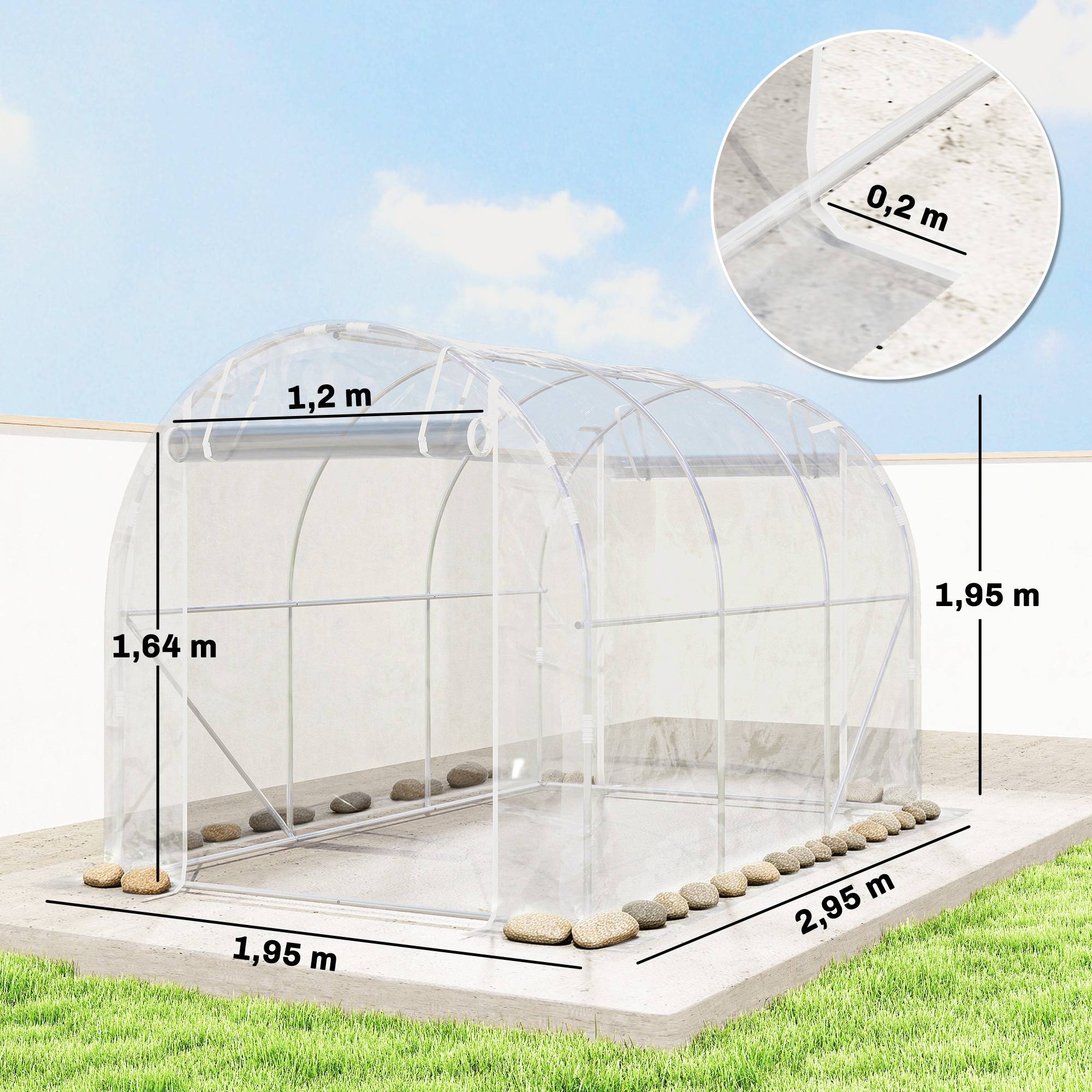 Serre tunnel de jardin 6m² serre de jardin tunnel 195x295x195cm cadre ...