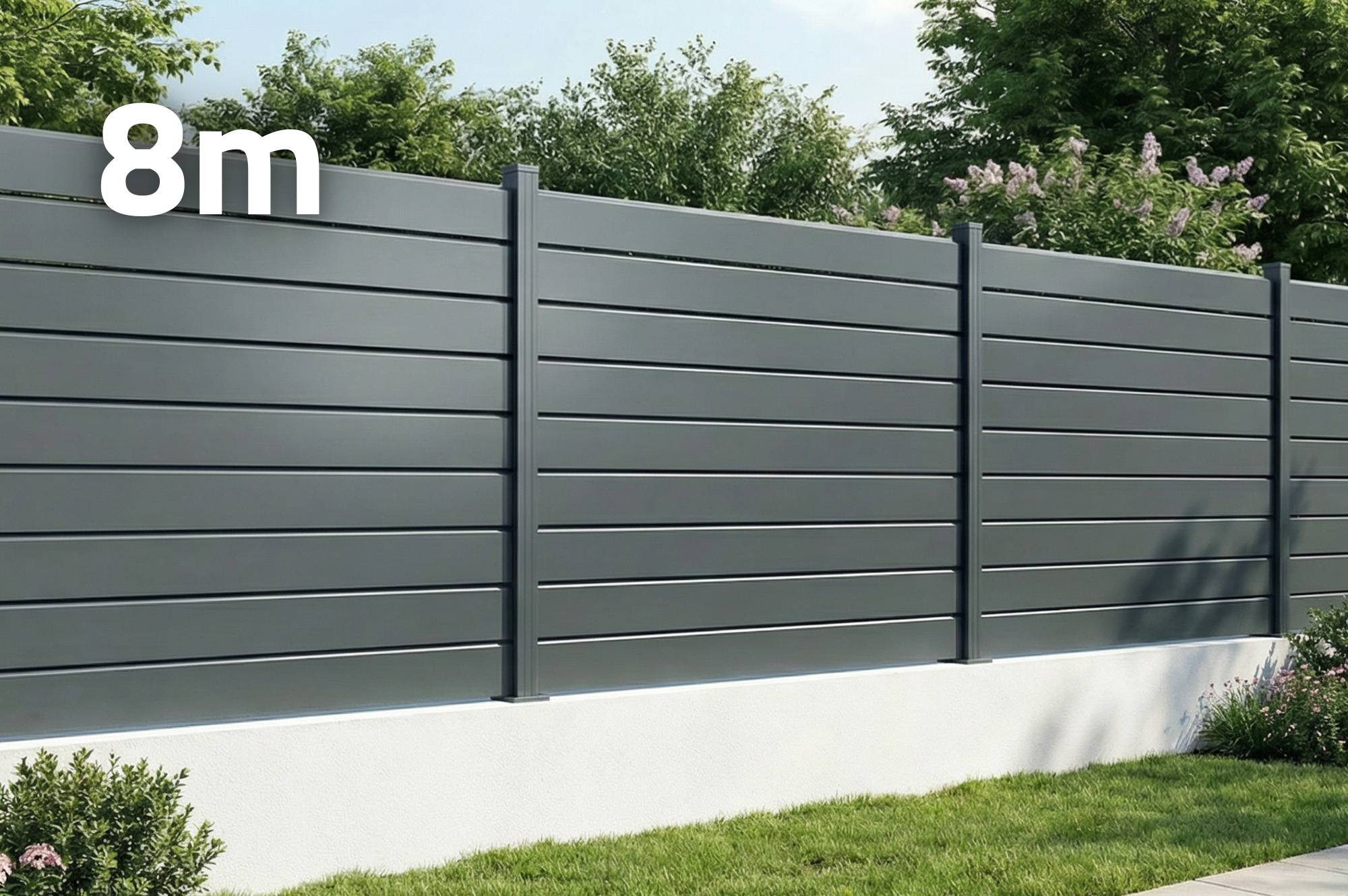 Clôture Aluminium Persienne 8m VANO H.150 cm gris - Jardiland