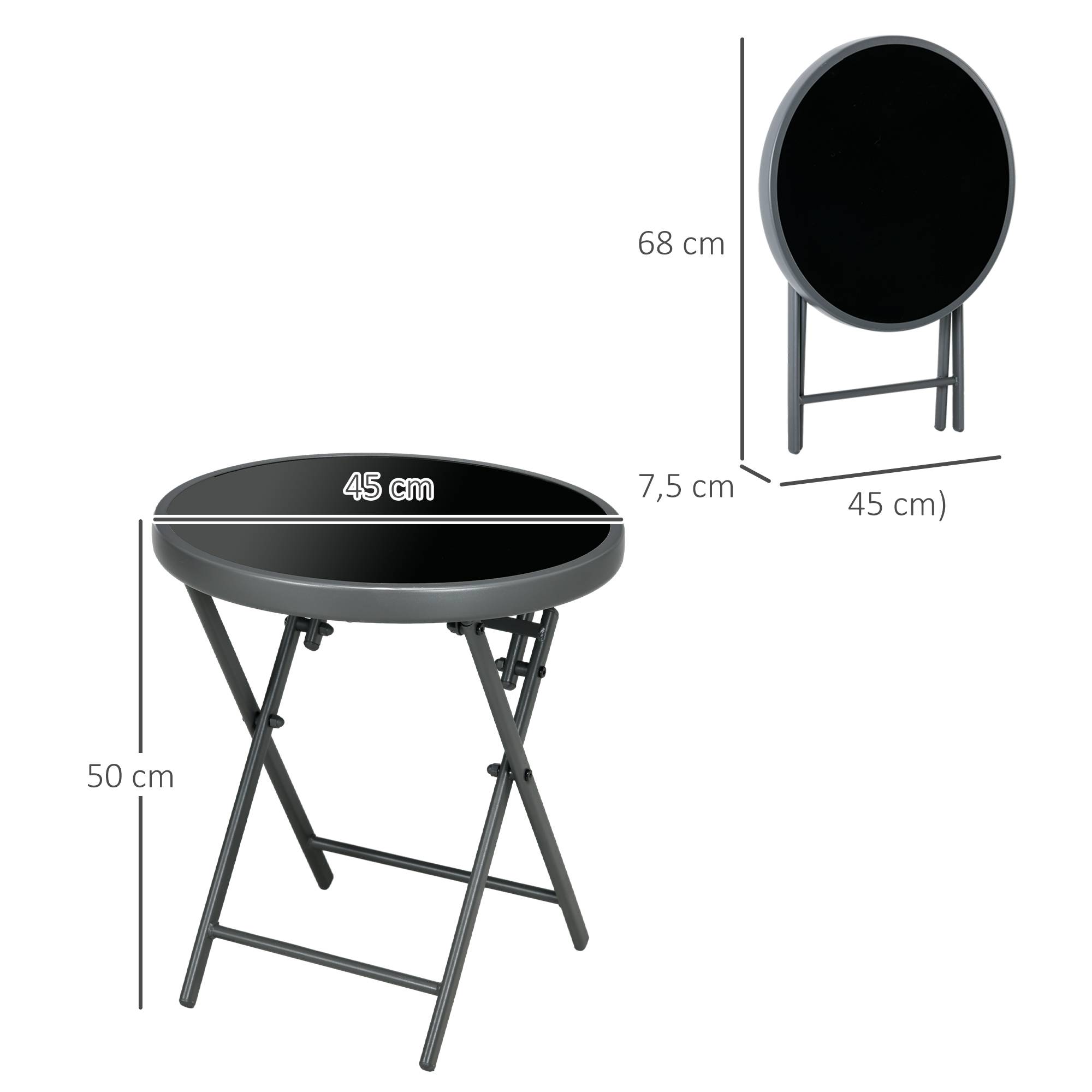 Table basse pliante table d'appoint pliante plateau en verre trempé ...