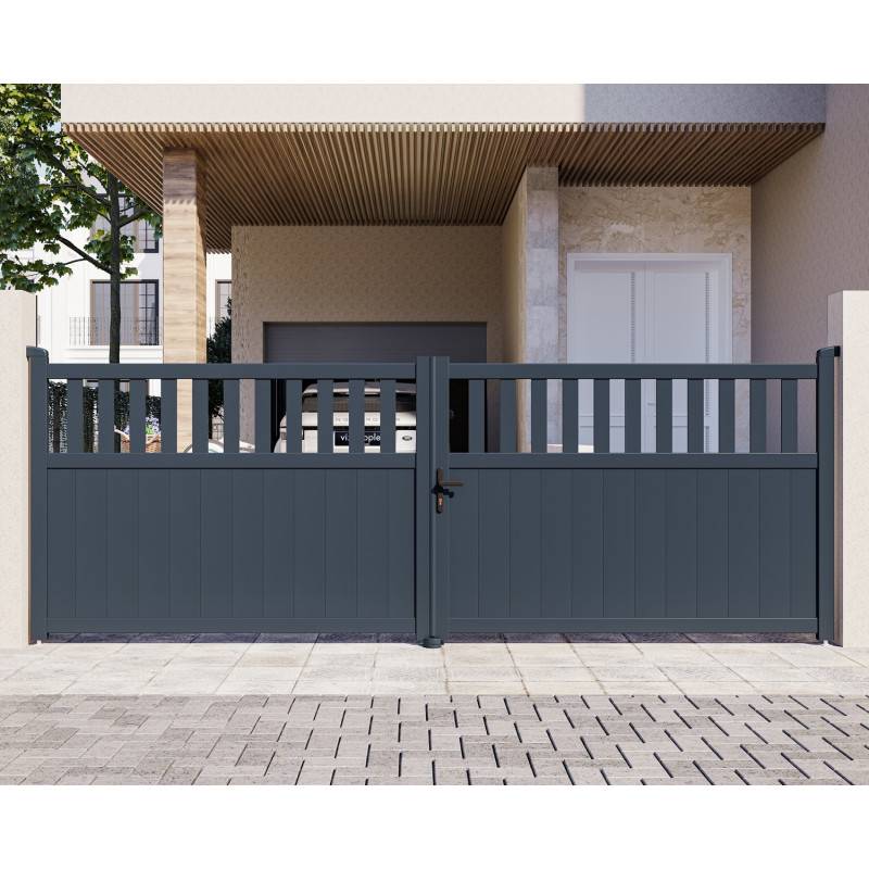 Portail battant aluminium 400x140 cm anthracite motorisable X-Metal ...