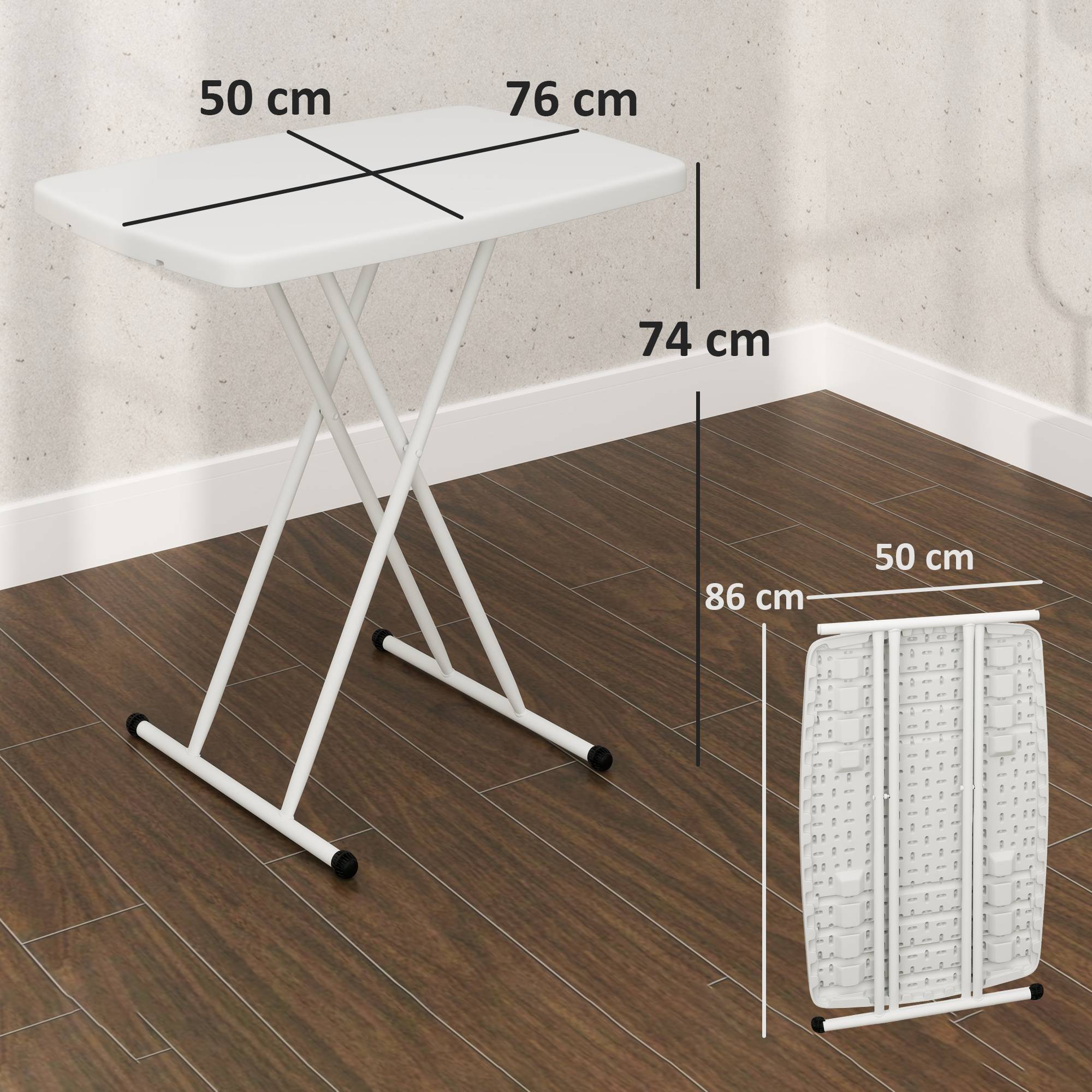 Table d'appoint extérieure HDPE et métal blanc 76 x 50 x 74 cm ...