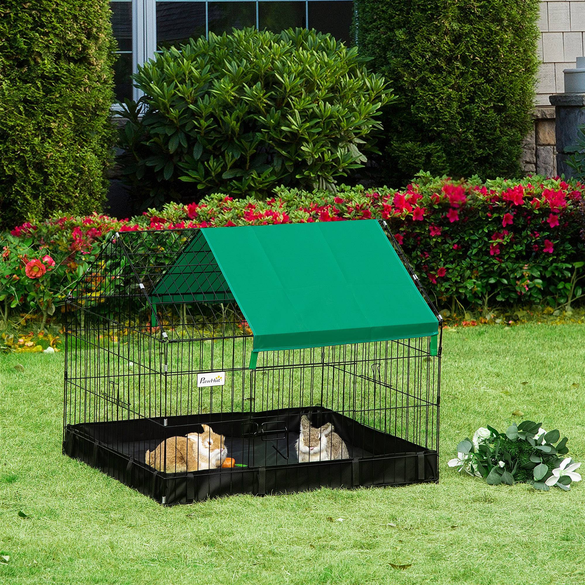 Enclos lapins métal noir 90 x 75 x 75 cm - PANGIVO - Jardiland