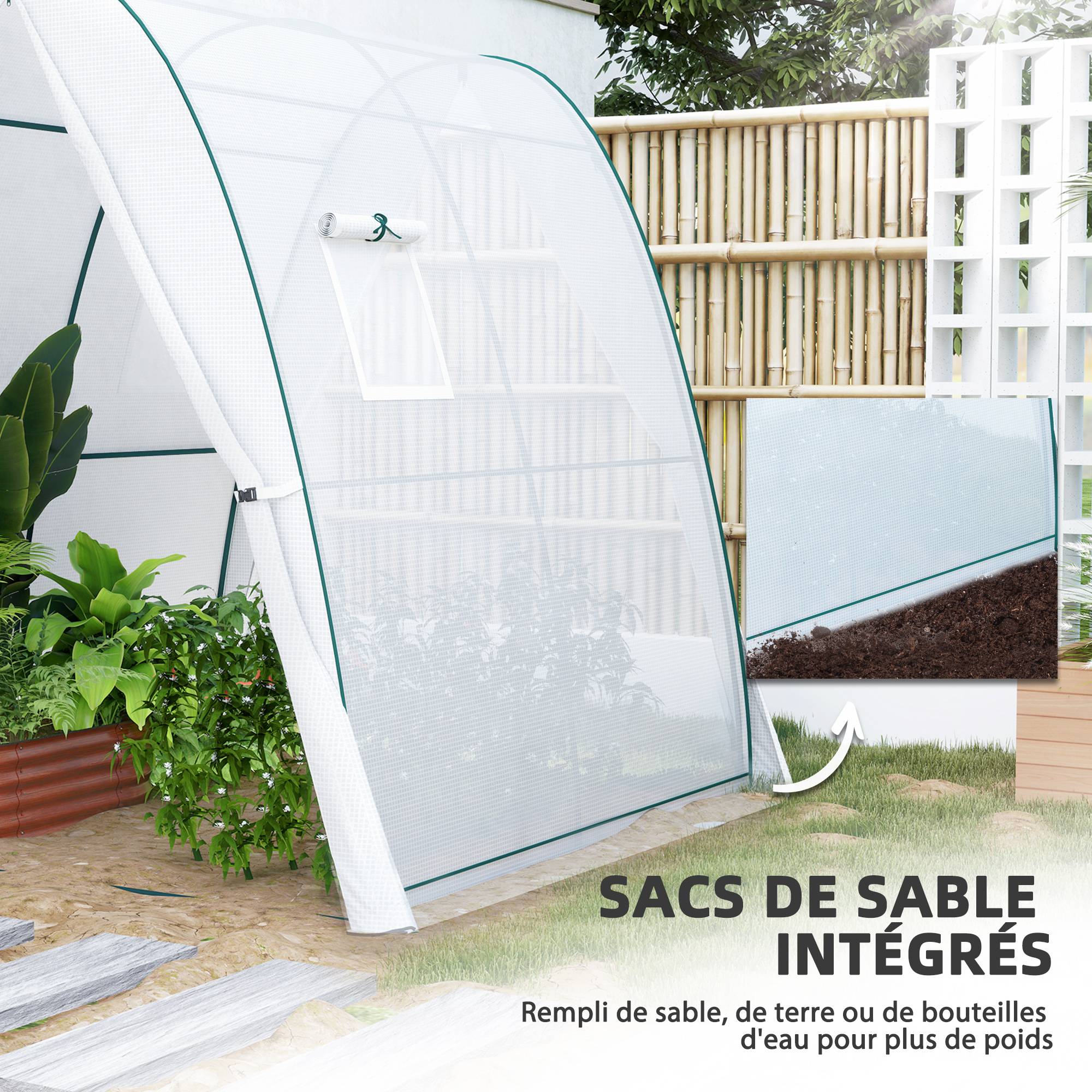 Serre de jardin 1,8 x 1,8 x 2 m avec portes enroulables et grandes ...