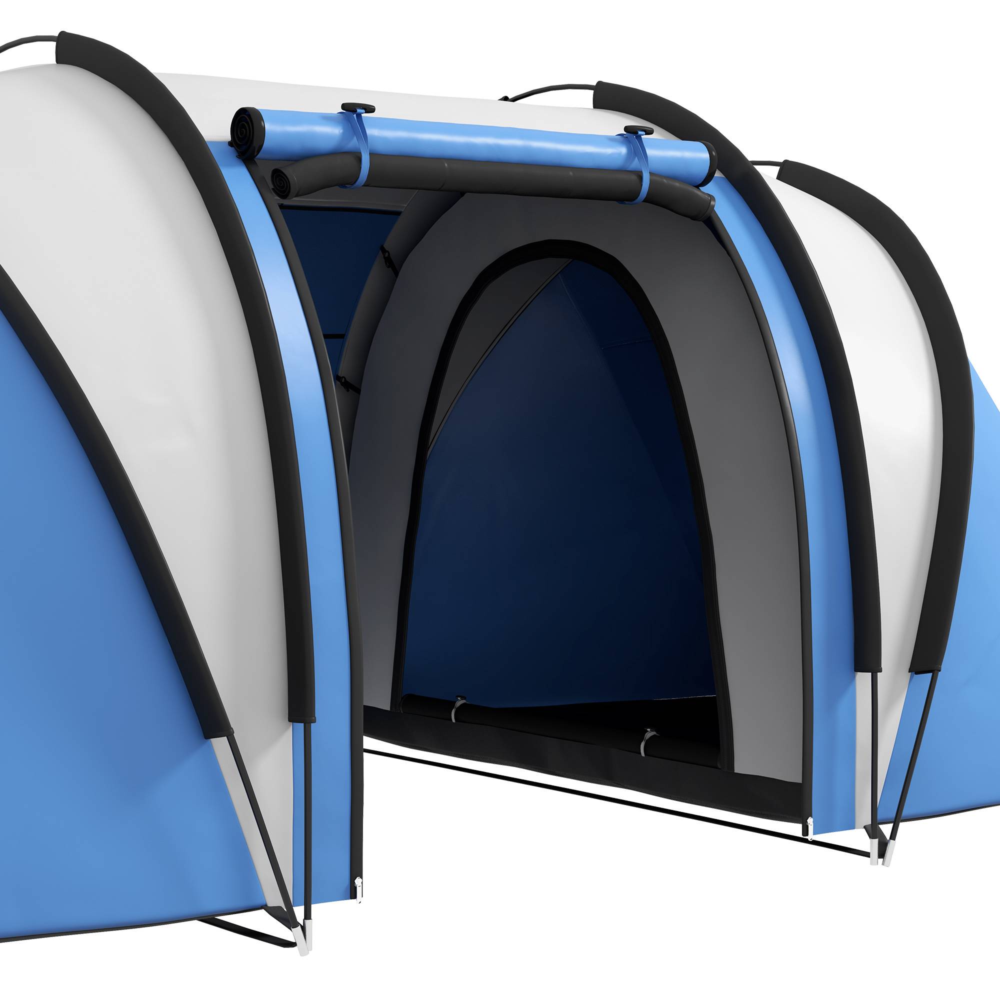 Tente de camping tunnel polyester bleu 450 x 220 x 180 cm - PANGIVO ...