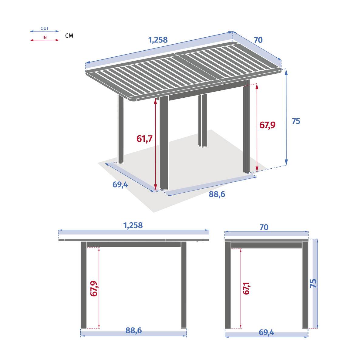 Table de jardin extensible "Folya" en aluminium lin et argile traité ...