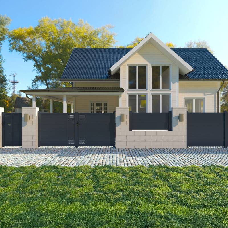 Portail coulissant aluminium anthracite 300x173 cm avec accessoires X ...