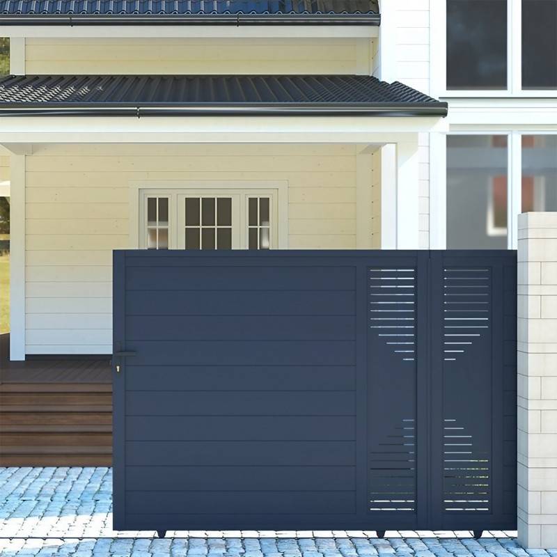 Portail coulissant aluminium anthracite 300x173 cm avec accessoires X ...
