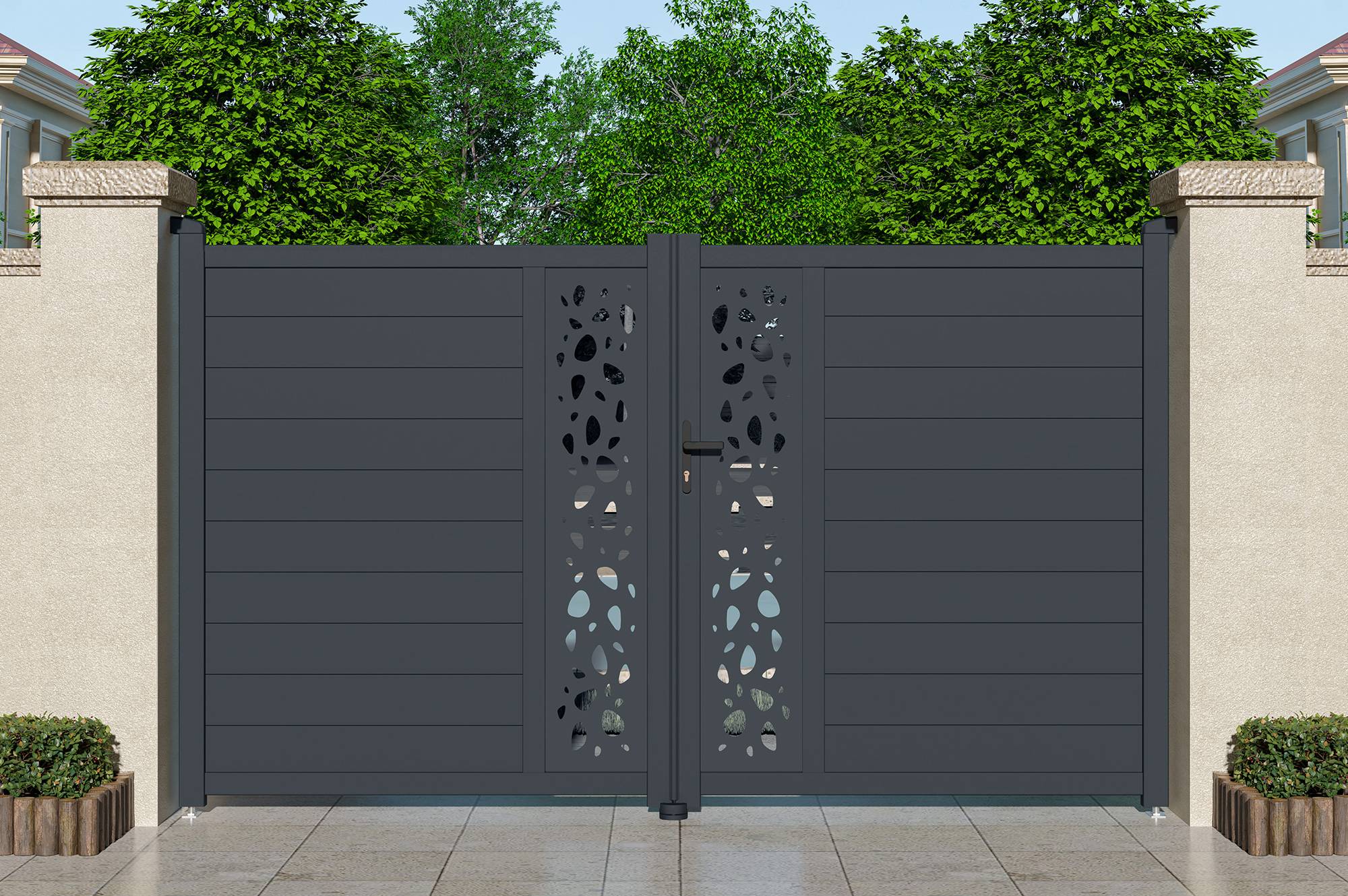 Portail battant ajustable en largeur 3 m SUNNY H.180 cm alu gris ...