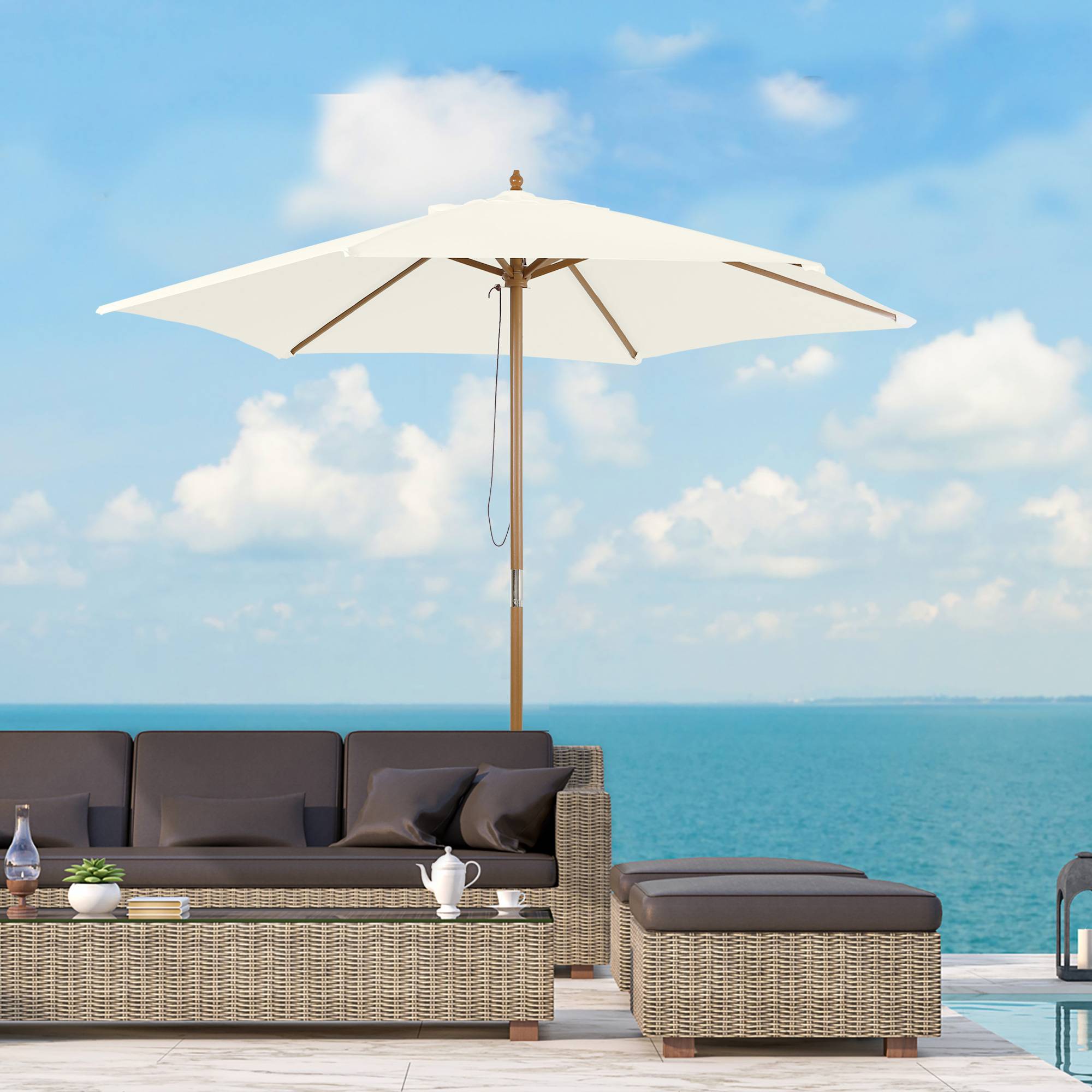 Parasol droit parasol de jardin rond grande taille de jardin Ø 2,5 x 2 ...