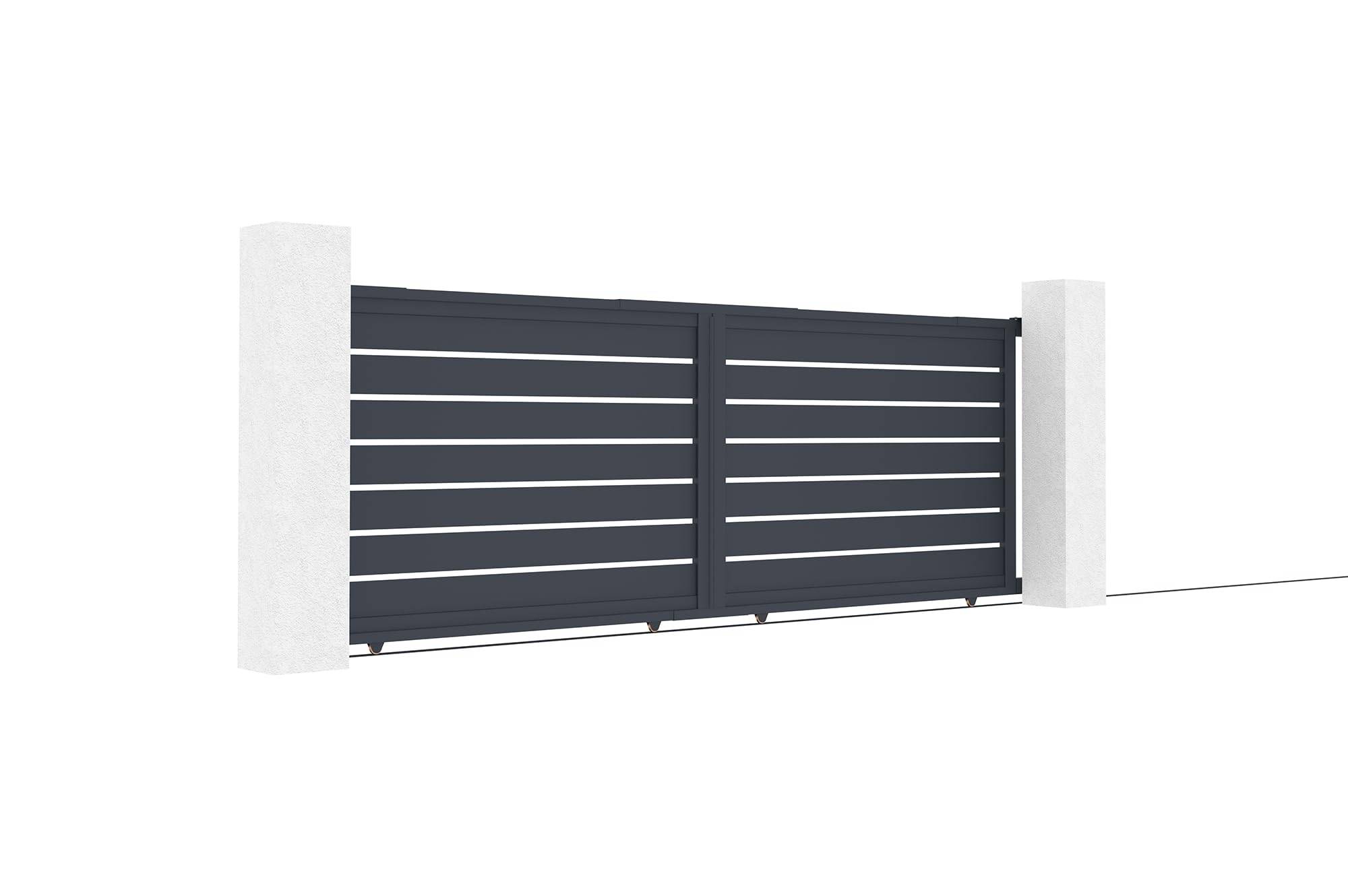 Casanoov Portail coulissant 4 m VOGEL H.140 cm + 2 poteaux aluminium ...