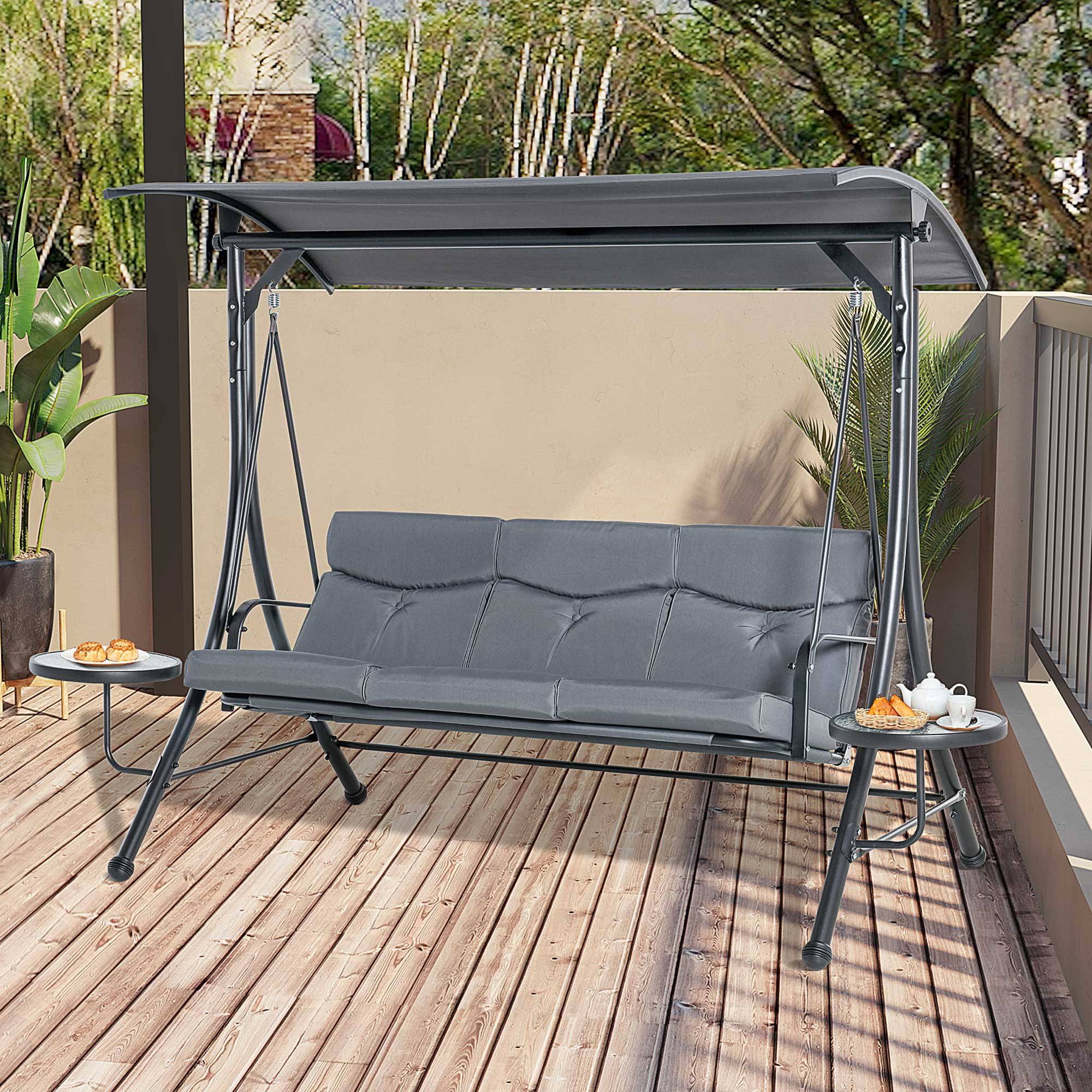 Balancelle de jardin acier gris et noir 271 x 125 x 172 cm - PANGIVO ...