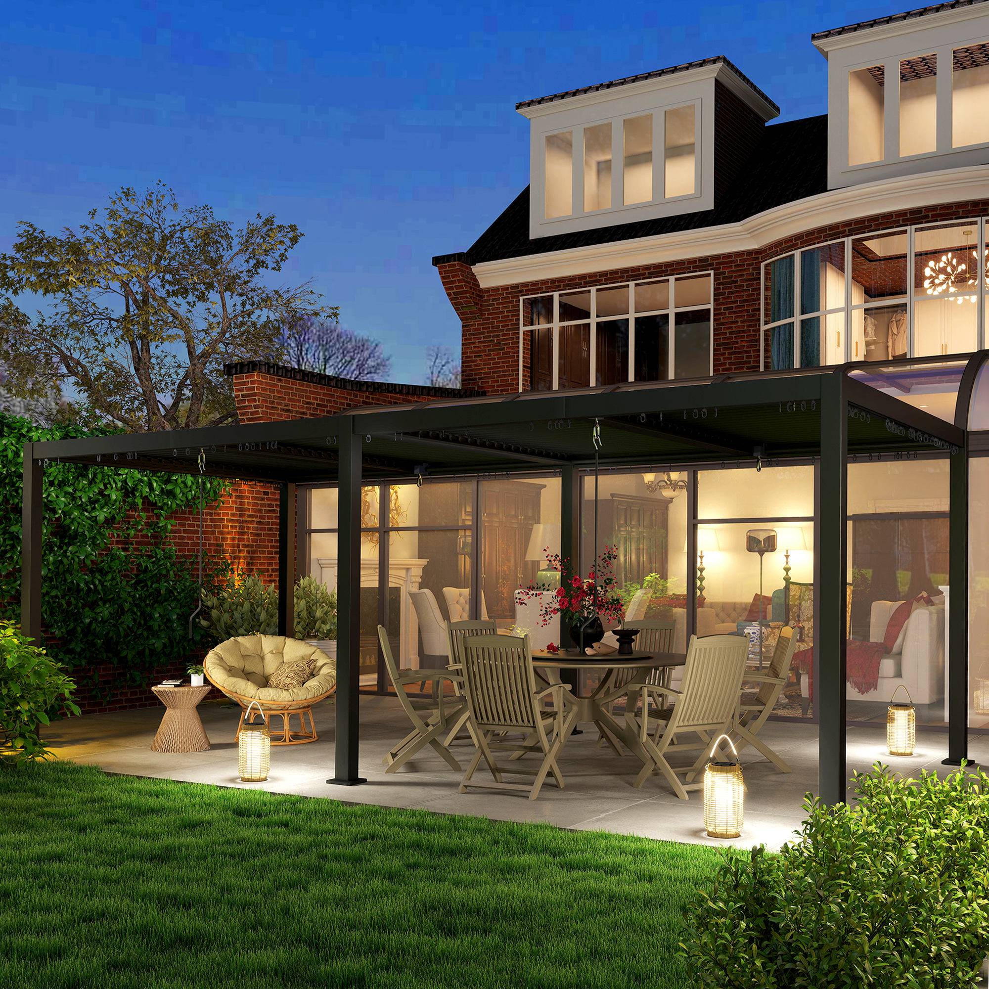 Pergola bioclimatique aluminium persiennes réglables drainage caché ...