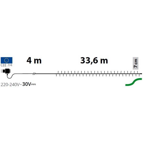 Guirlande lumineuse 33,6M 480 miniLED ambré lumière fixe câble vert ...