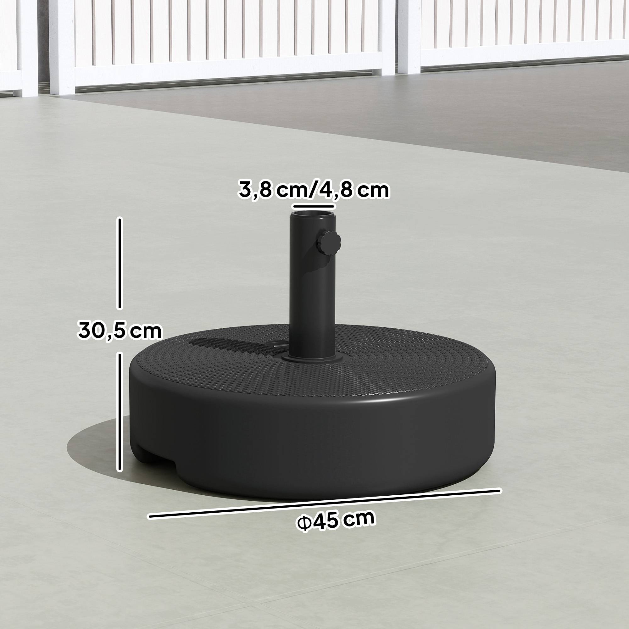 Pied de parasol en HDPE et métal noir 45 x 45 x 30.5 cm - PANGIVO ...