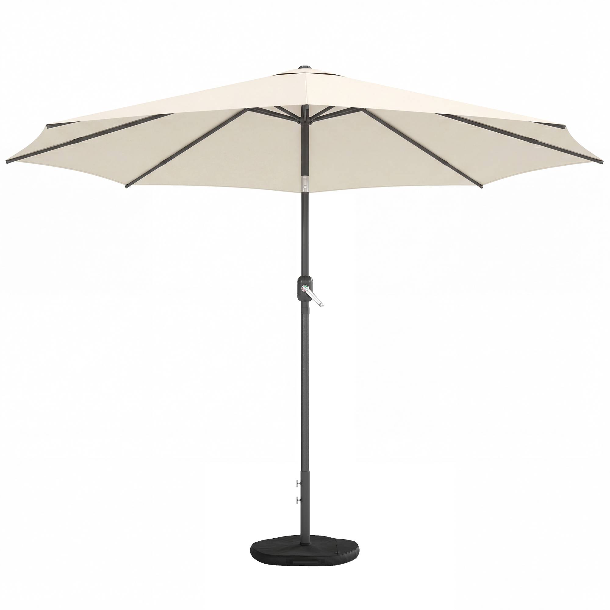 Parasol droit métal jardin inclinable protection UV sac lest 3m crème ...