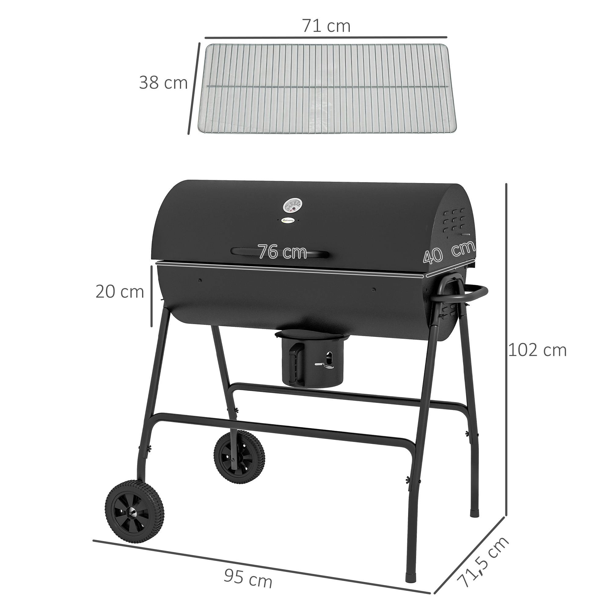 Barbecue charbon métal noir 95 x 71.5 x 102 cm - PANGIVO - Jardiland