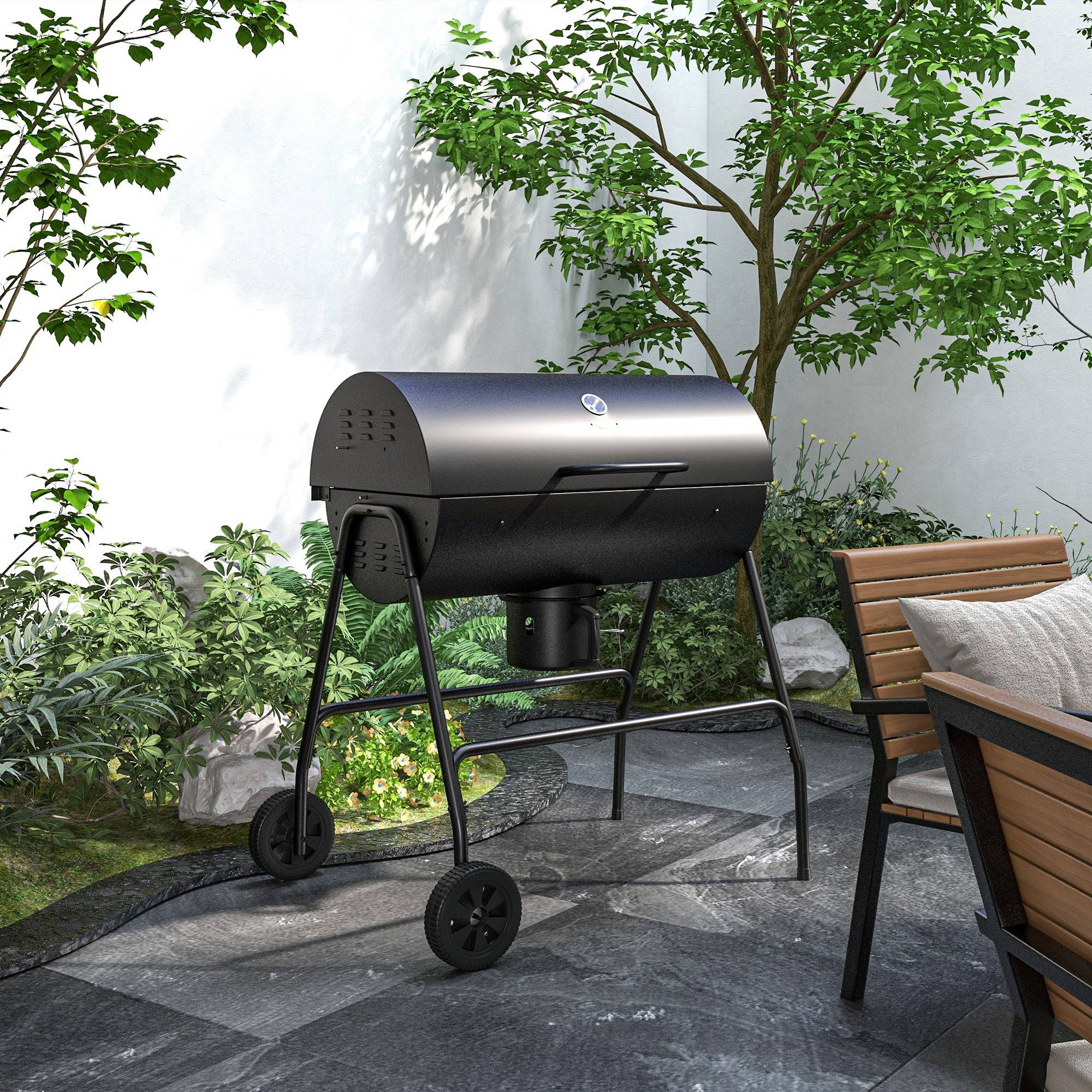 Barbecue charbon métal noir 95 x 71.5 x 102 cm - PANGIVO - Jardiland