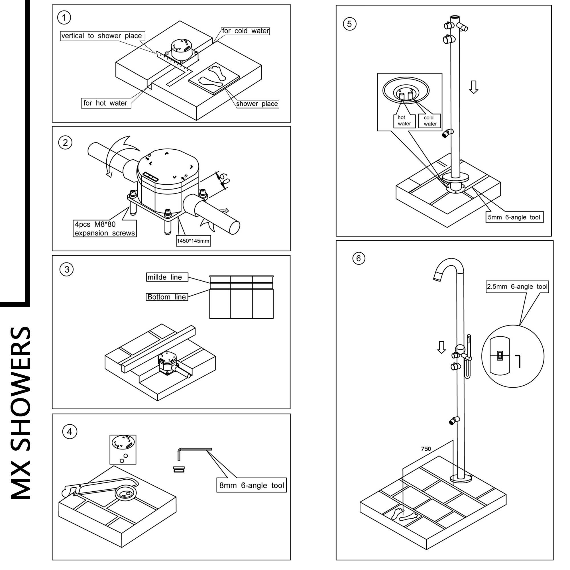 Douche exterieure inox satinee 316 avec flexible mitigeur chaudfroid et ...