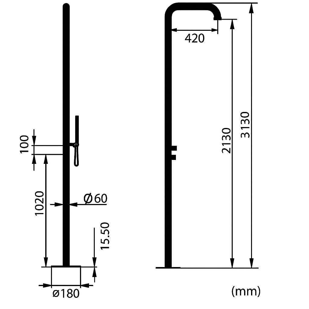 Douche exterieure inox satinee 316 avec flexible mitigeur chaudfroid et ...