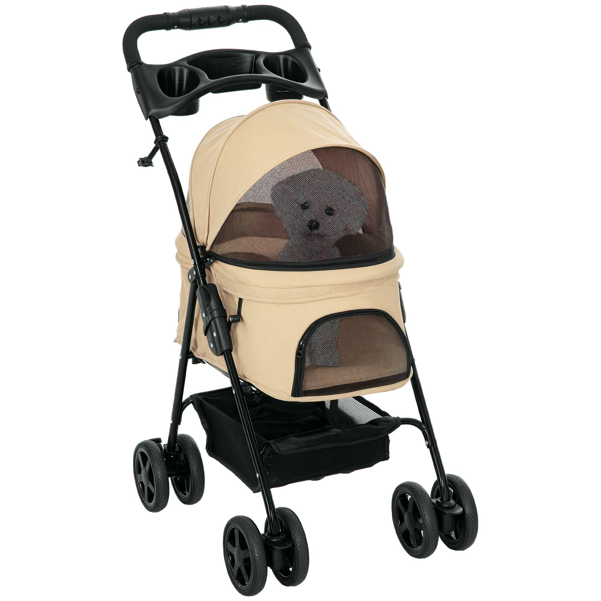 Poussette pour chien métal kakis 67 x 45 x 96 cm - PANGIVO - Jardiland
