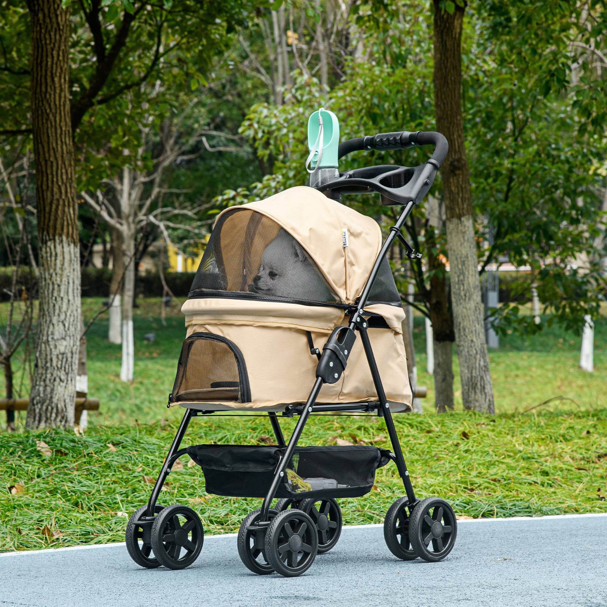 Poussette pour chien métal kakis 67 x 45 x 96 cm - PANGIVO - Jardiland