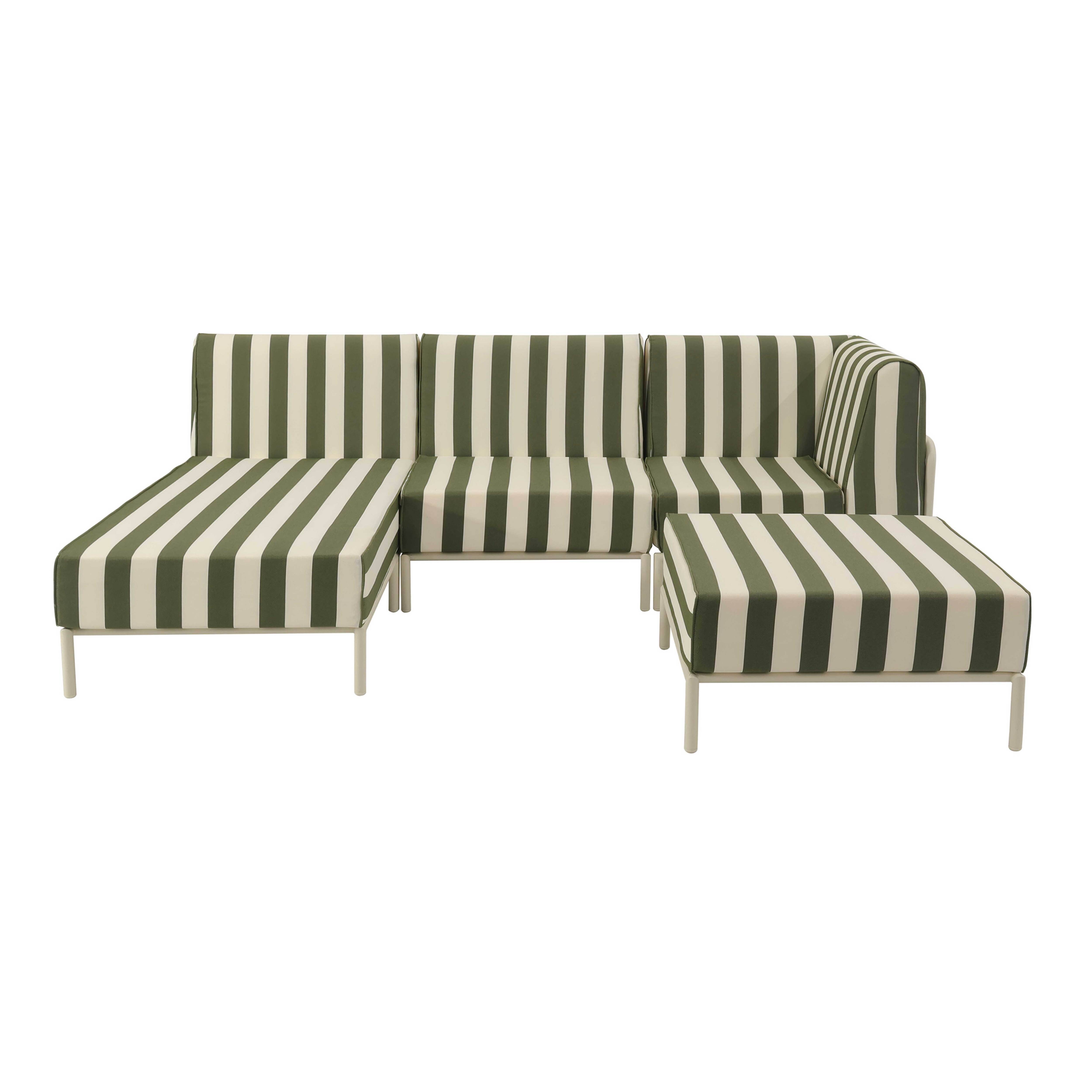 Salon de jardin bas modulable rayé 4 places vert kaki Patio - Oviala ...