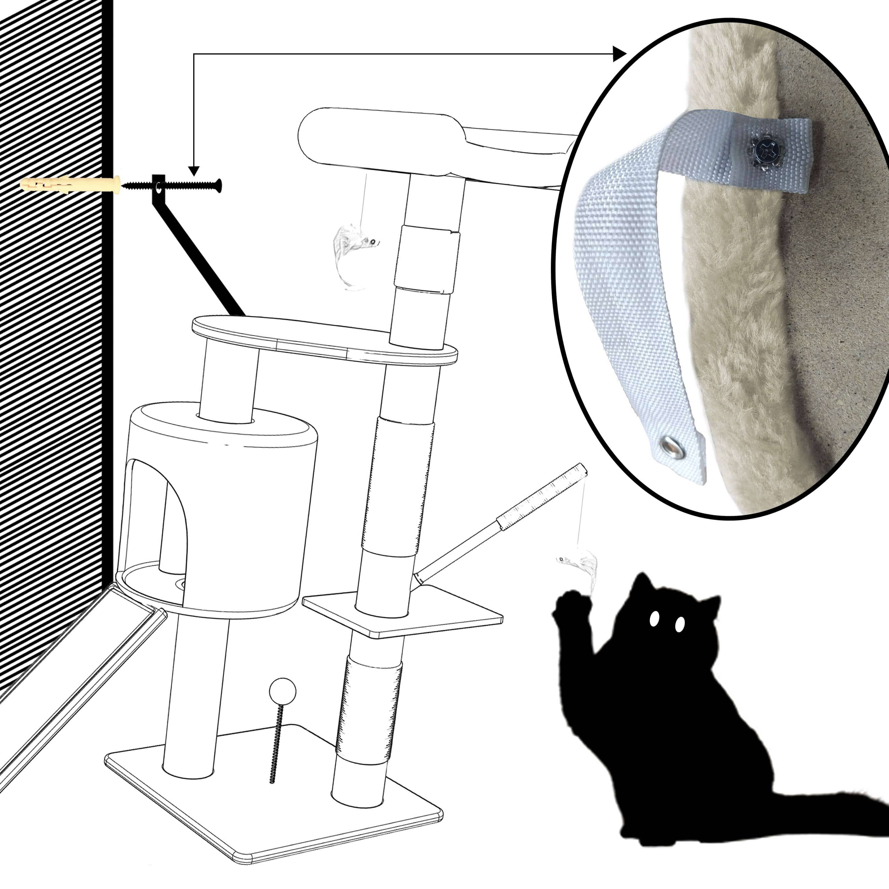 Arbre à chat 112cm avec griffoir, niche et plateforme - Beige - Arbre à ...