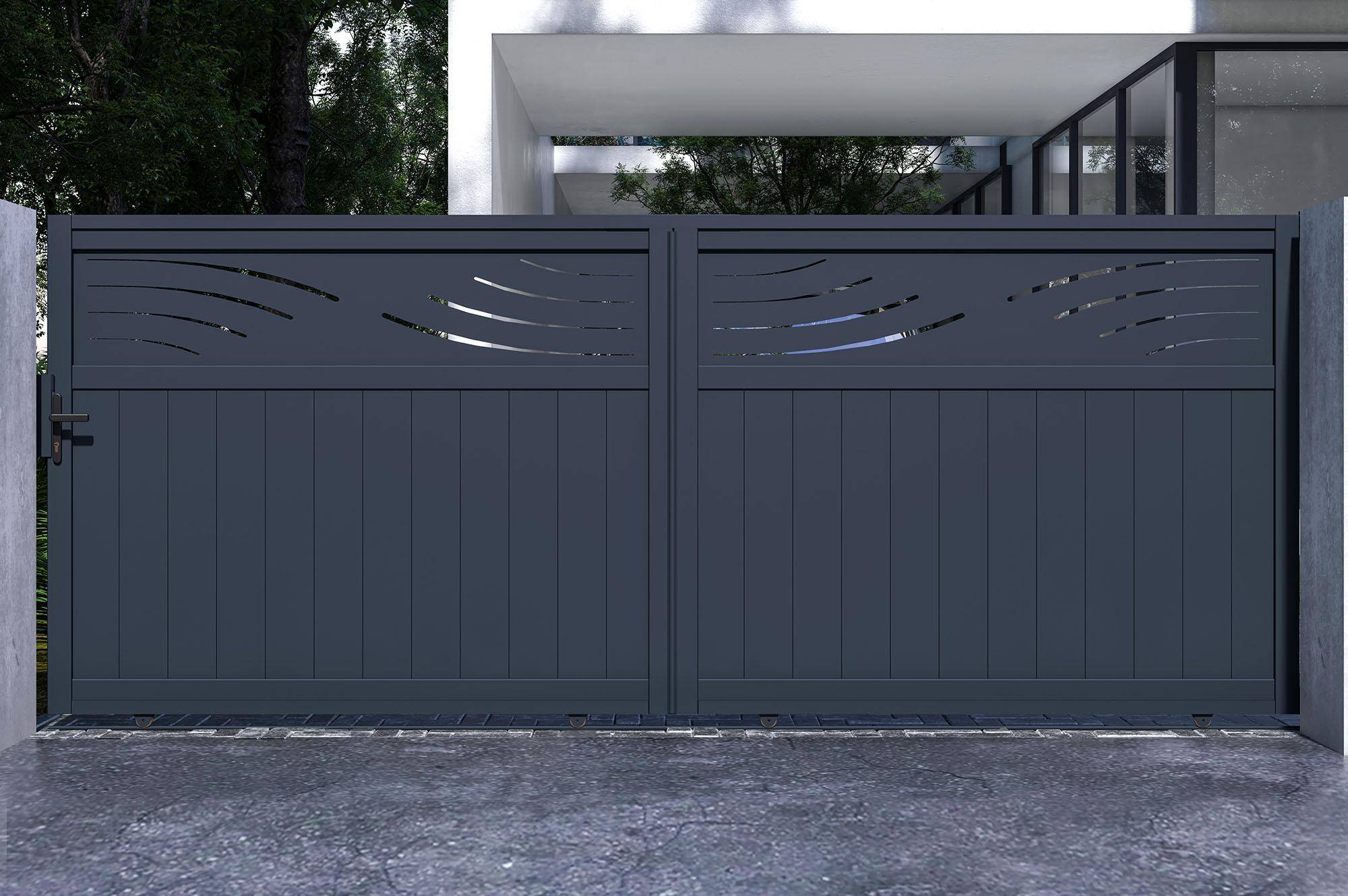 Portail coulissant 4 m HALTI H.160 cm + 2 poteaux H.190 cm aluminium ...