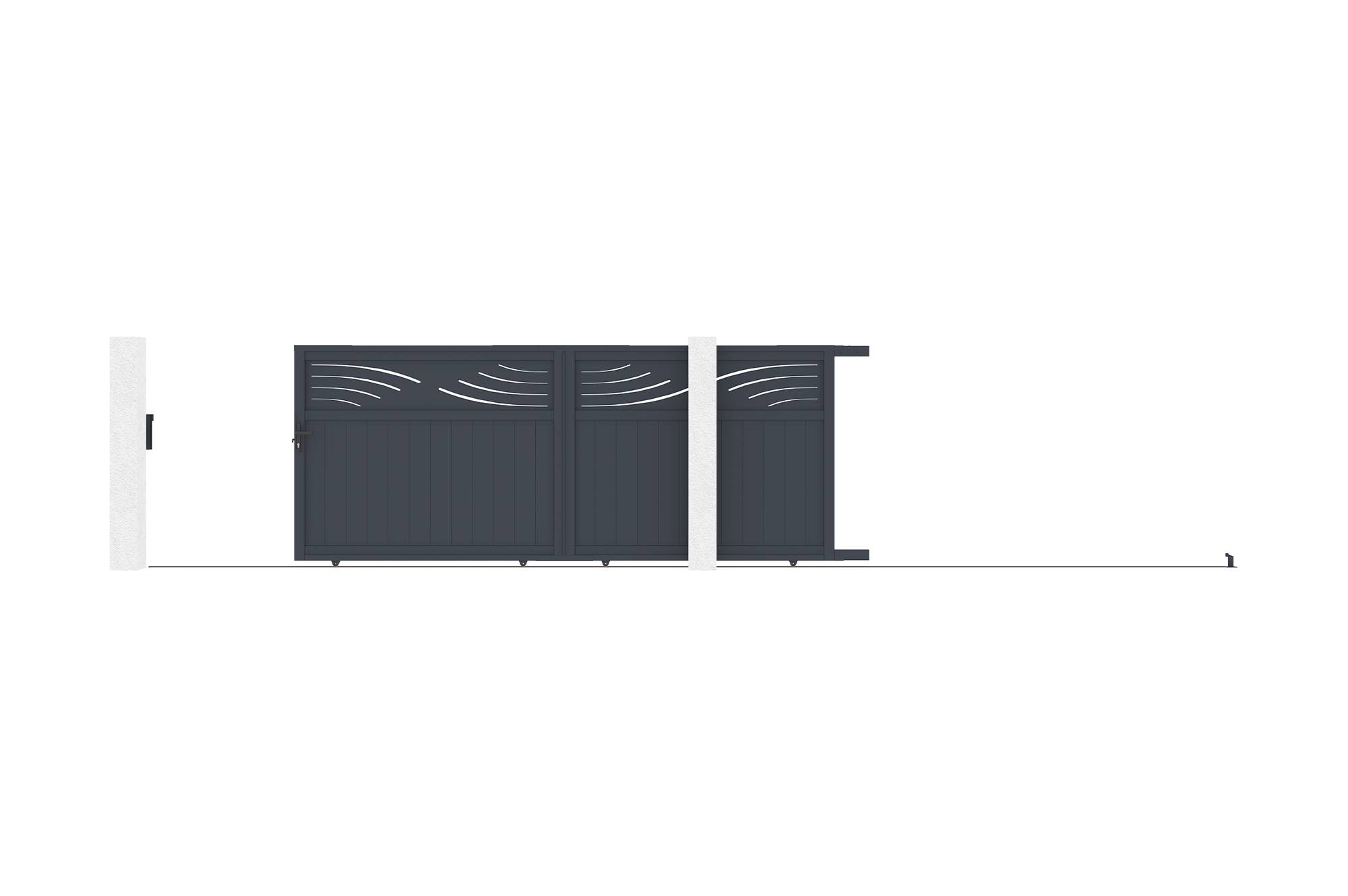 Portail coulissant 4 m HALTI H.160 cm + 2 poteaux H.190 cm aluminium ...