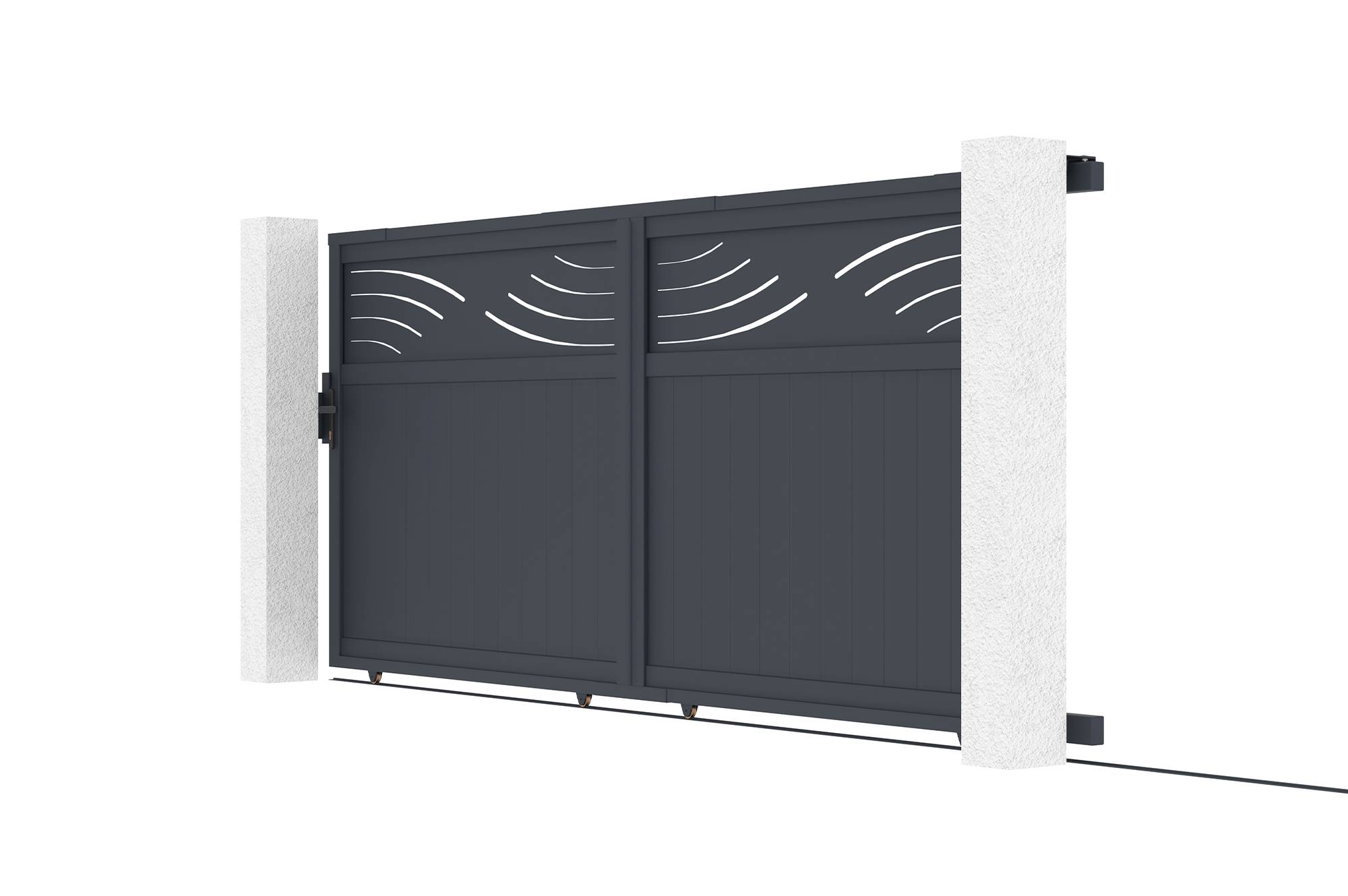 Portail coulissant 4 m HALTI H.160 cm + 2 poteaux H.190 cm aluminium ...