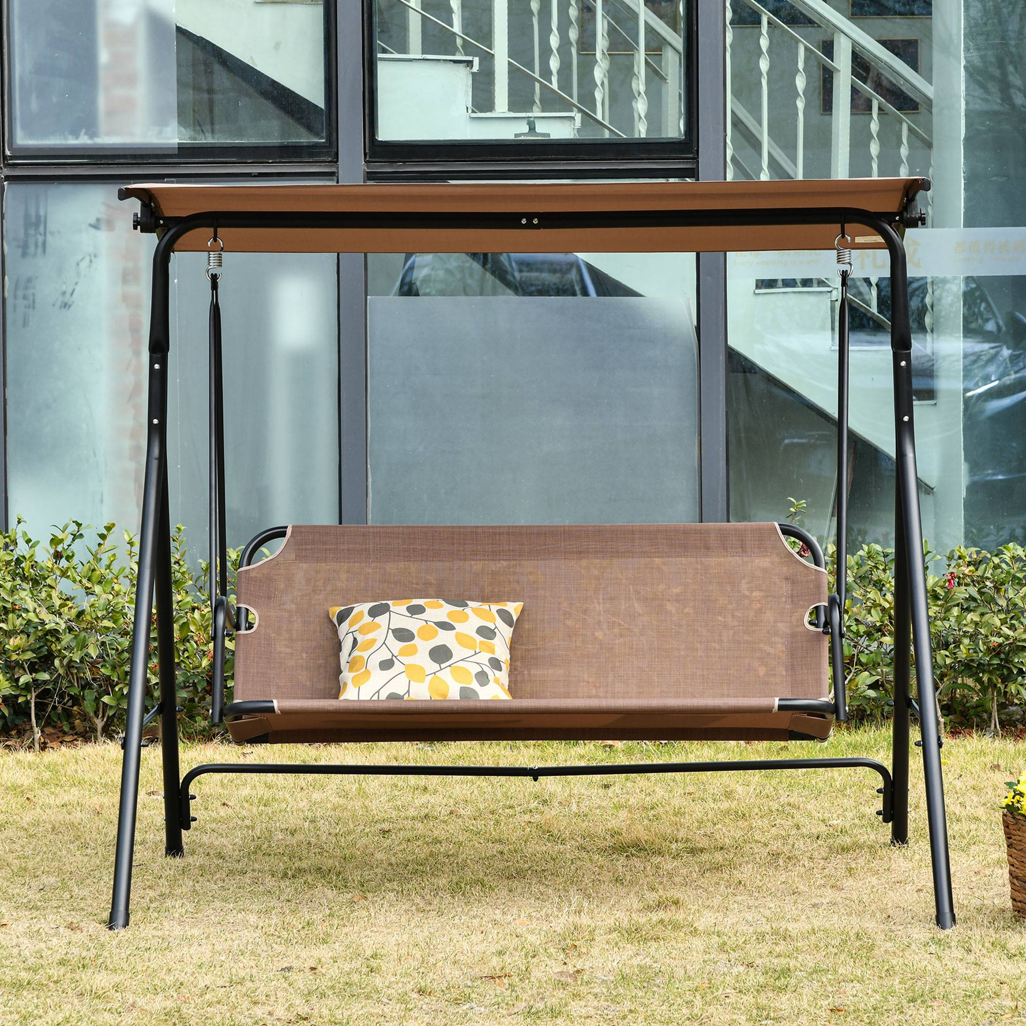 Balancelle de jardin acier marron 172 x 110 x 155 cm - PANGIVO - Jardiland