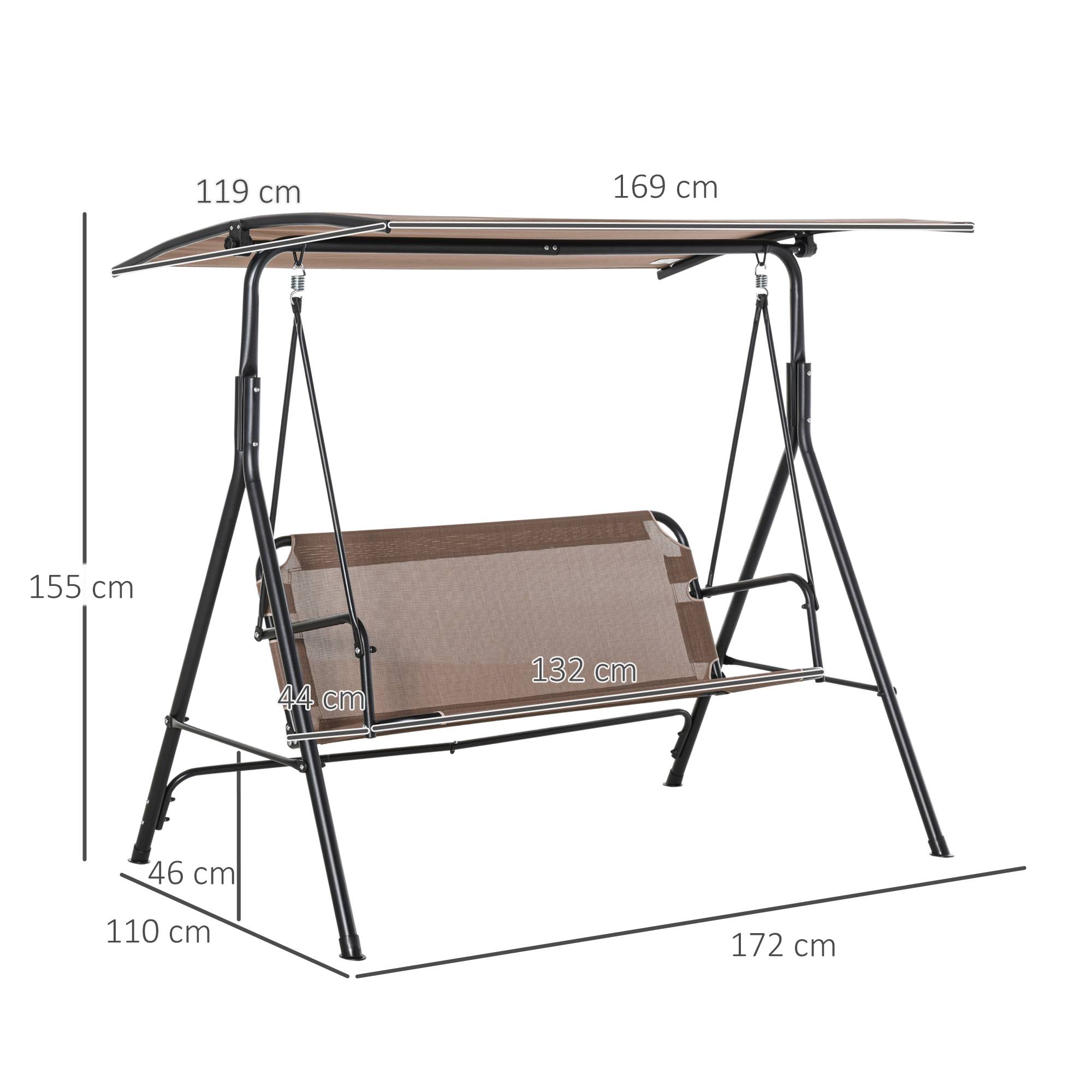 Balancelle de jardin acier marron 172 x 110 x 155 cm - PANGIVO - Jardiland