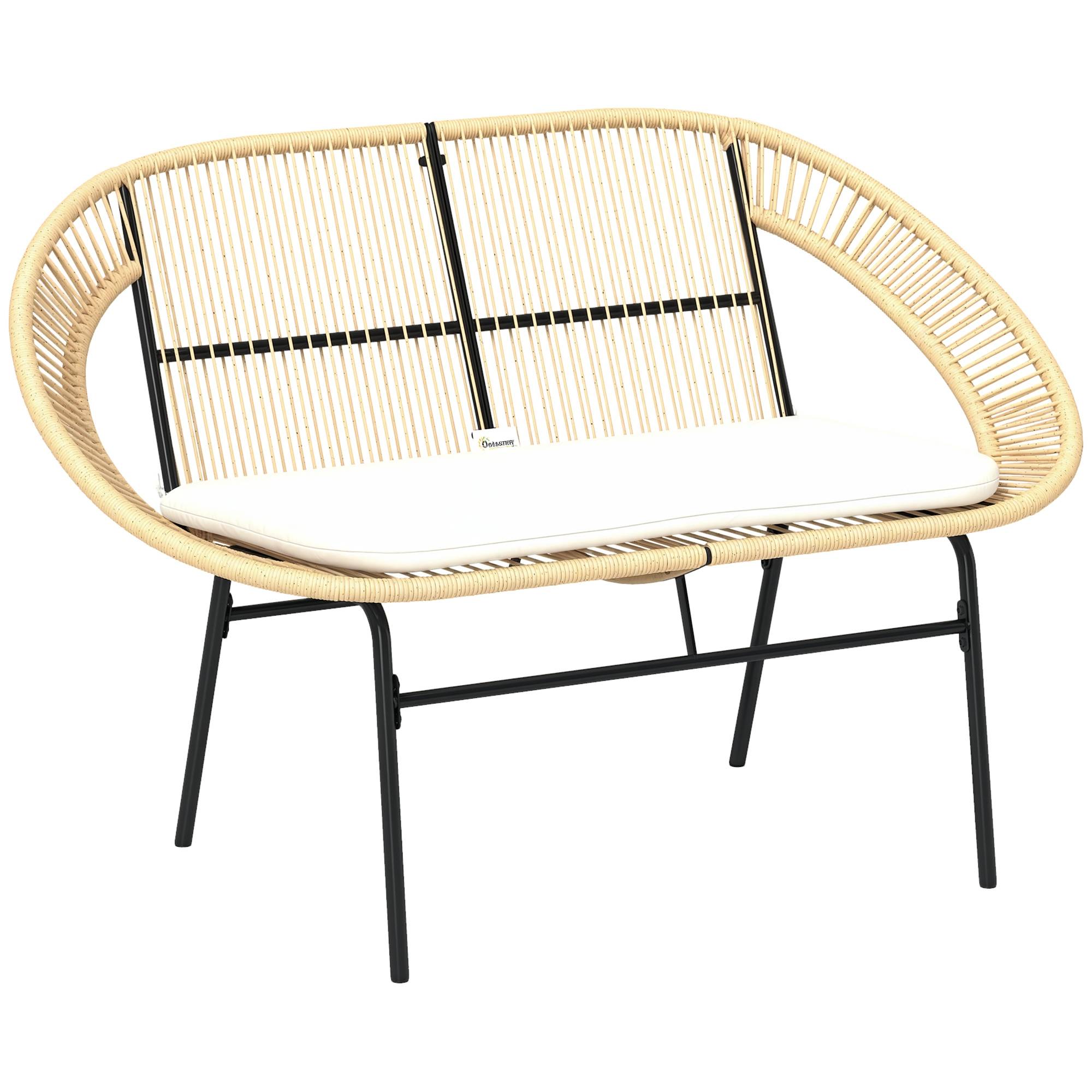 Banc de jardin Acapulco acier terrasse 2 places dossier coussin 126cm ...