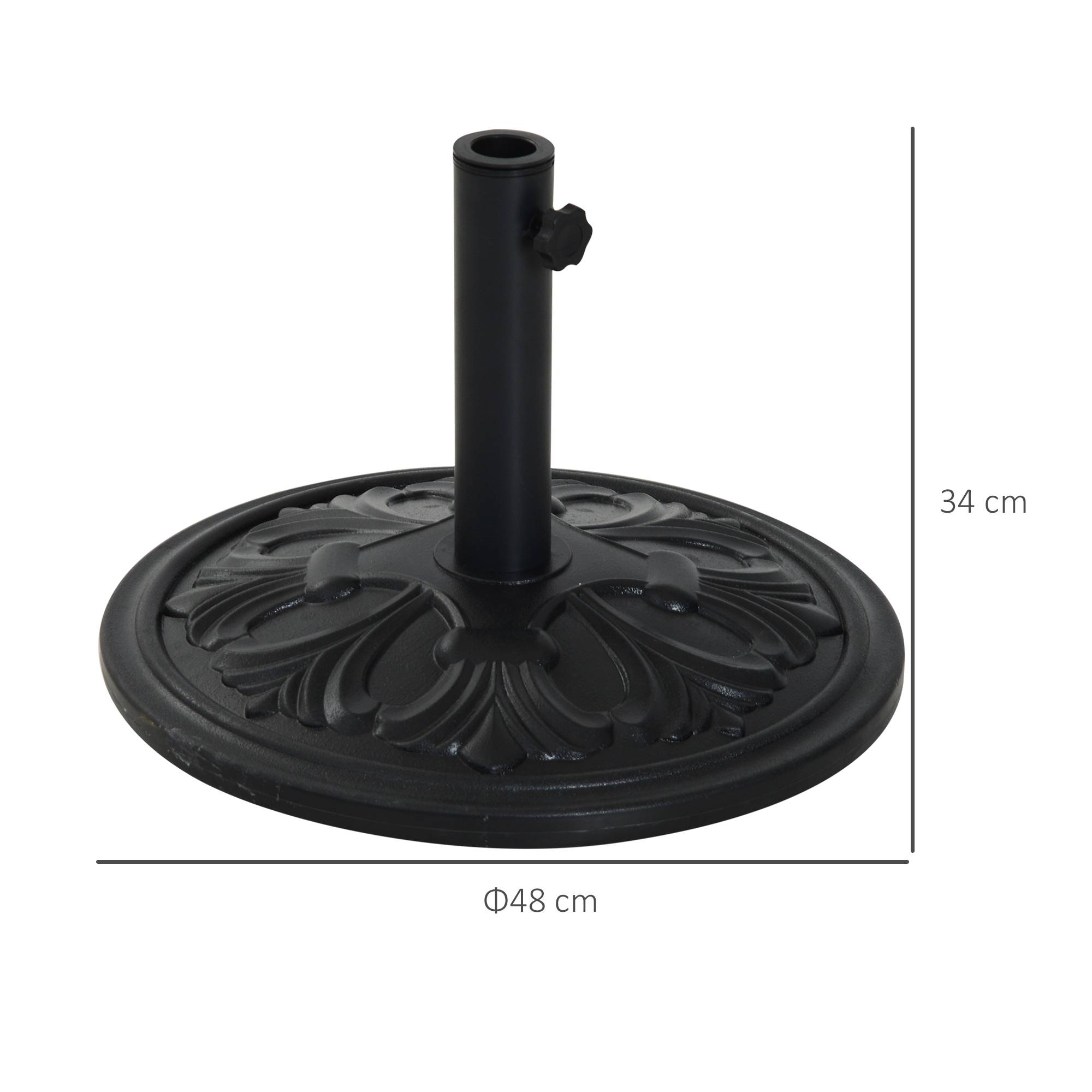 Pied de parasol en HDPE et ciment noir antique 48 x 48 x 34 cm ...