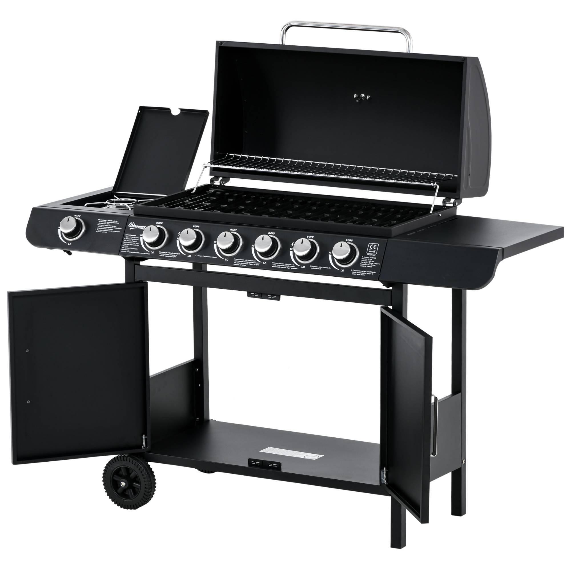 Barbecue gaz métal noir 135 x 50 x 100 cm - PANGIVO - Jardiland