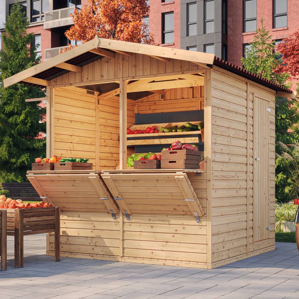 Maison de jardin en bois H232x253x263 cm / 4 m² - Étal de marché en ...