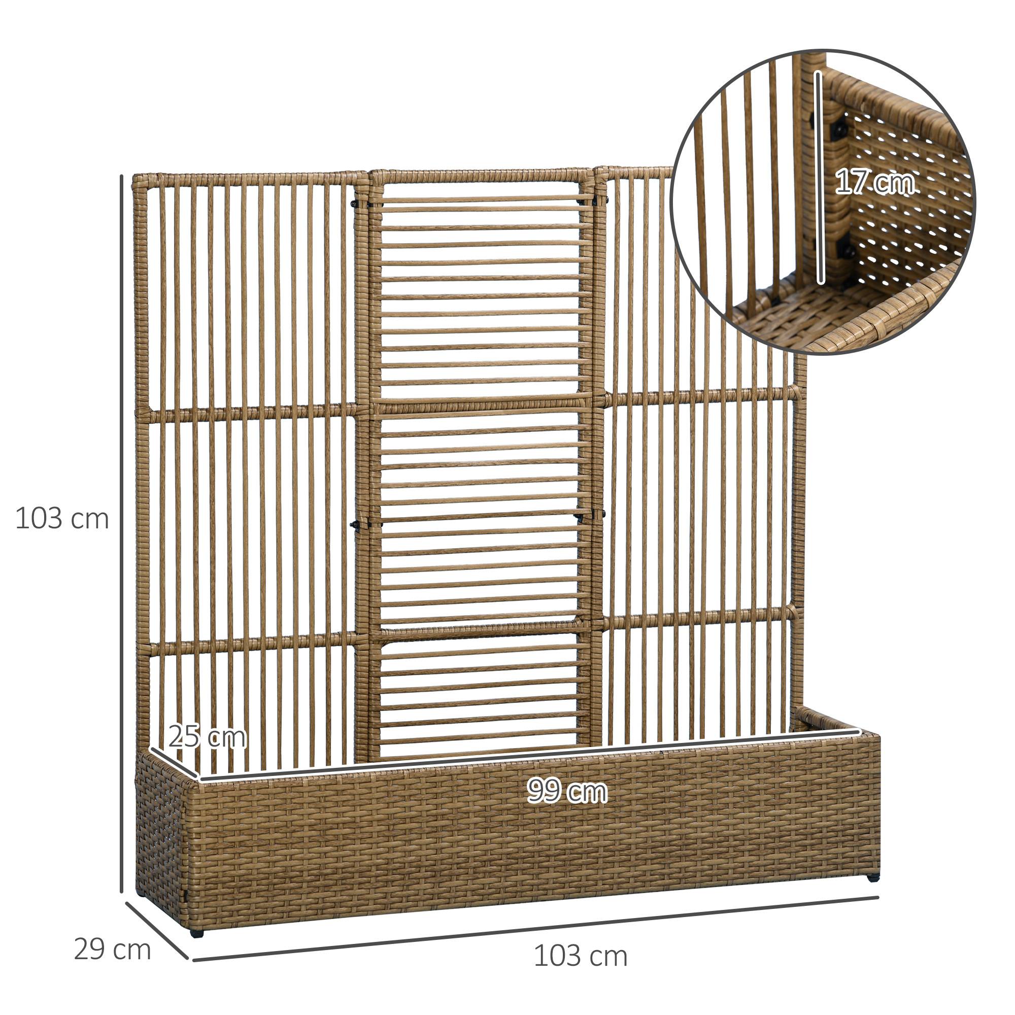 Jardinière avec treillis résine tressée sable 103 x 29 x 103 cm ...