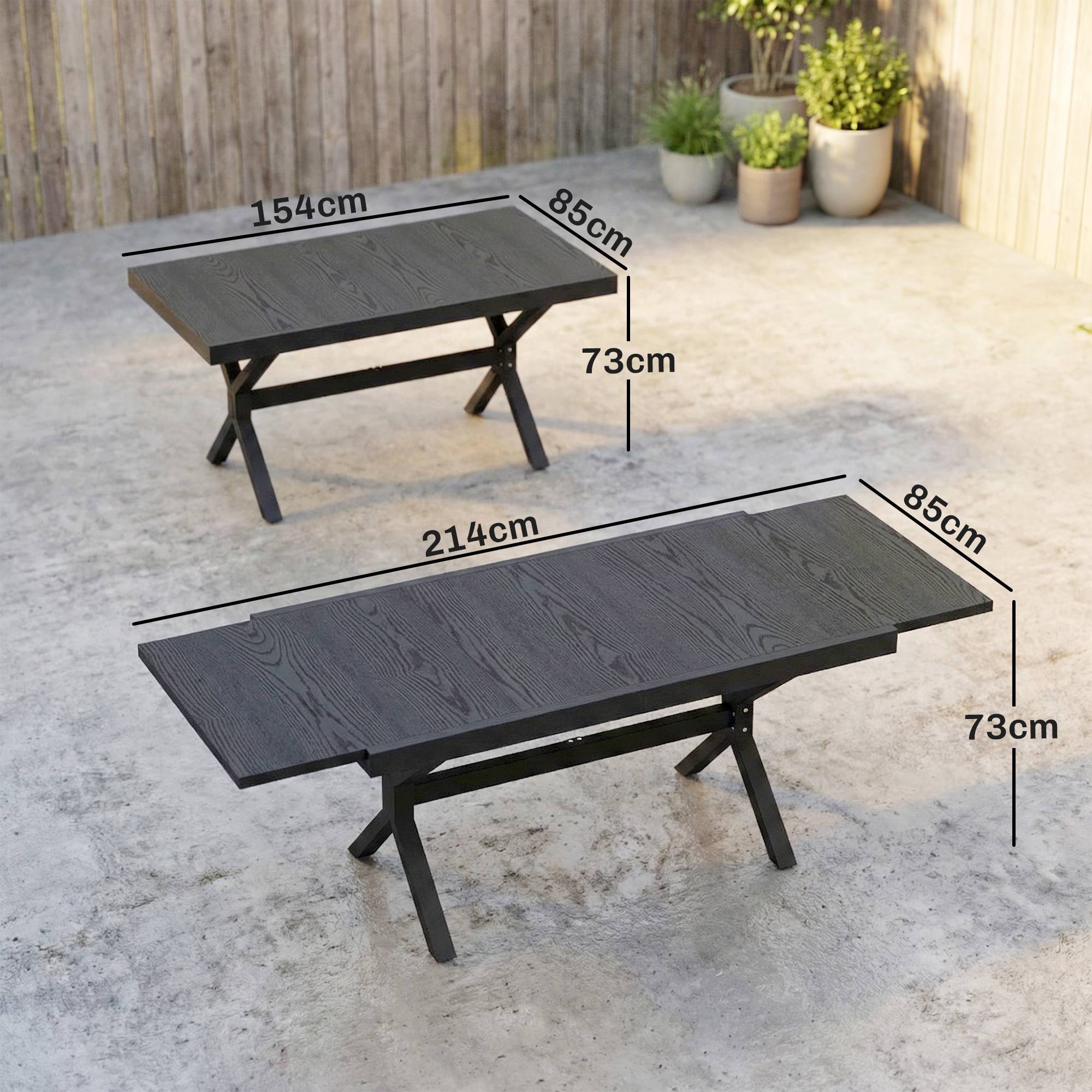 Table de Jardin Extensible Aluminium Table de Repas Extérieure Effet ...